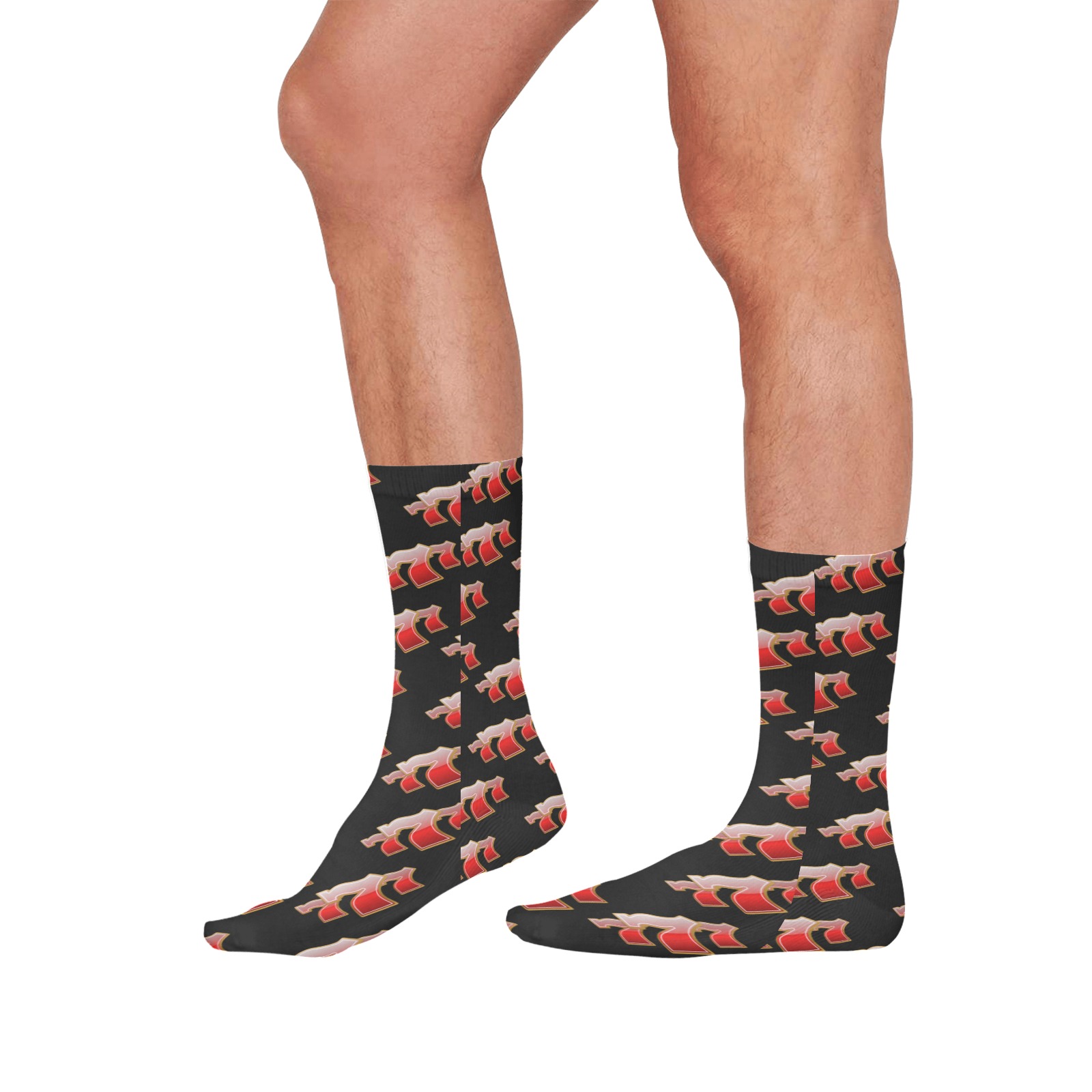 Lucky Sevens 777 on Black All Over Print Socks for Men | ID: D6079945
