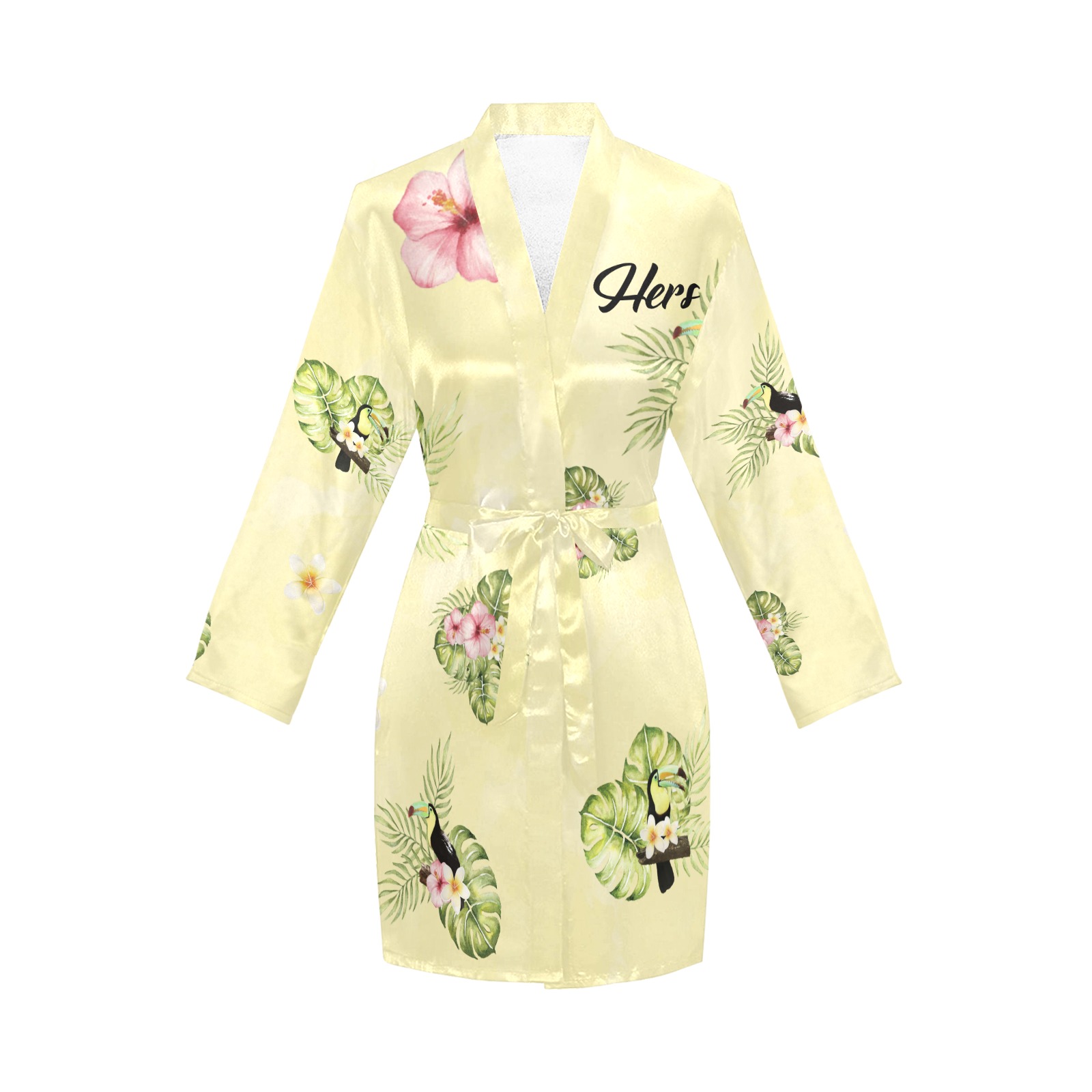 Hers Yellow Toucan Night Robe Women's Long Sleeve Belted Night Robe ...