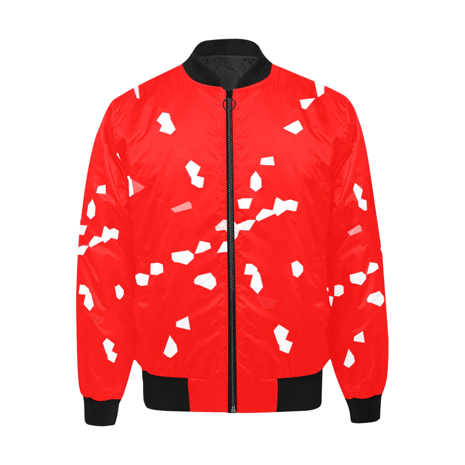 White Interlocking Triangles Mosaic red All Over Print Quilted Bomber ...