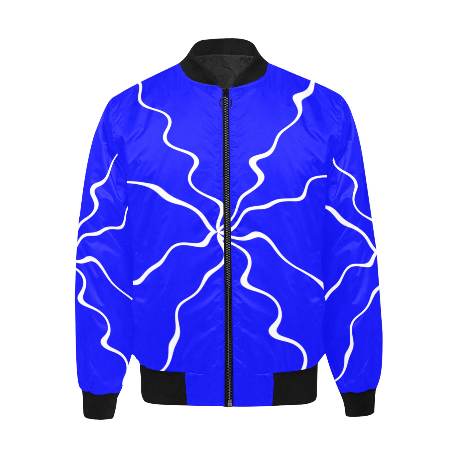 White Interlocking Triangles Noisy blue All Over Print Quilted Bomber ...