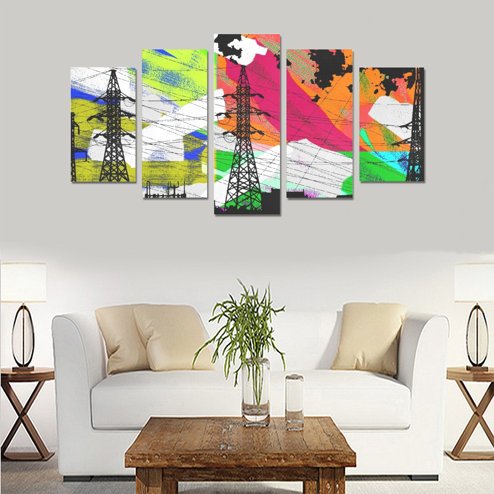 ELECTRIC TRANSMISSION LINES 5 Canvas Print Sets A (No Frame) | ID: D5734122