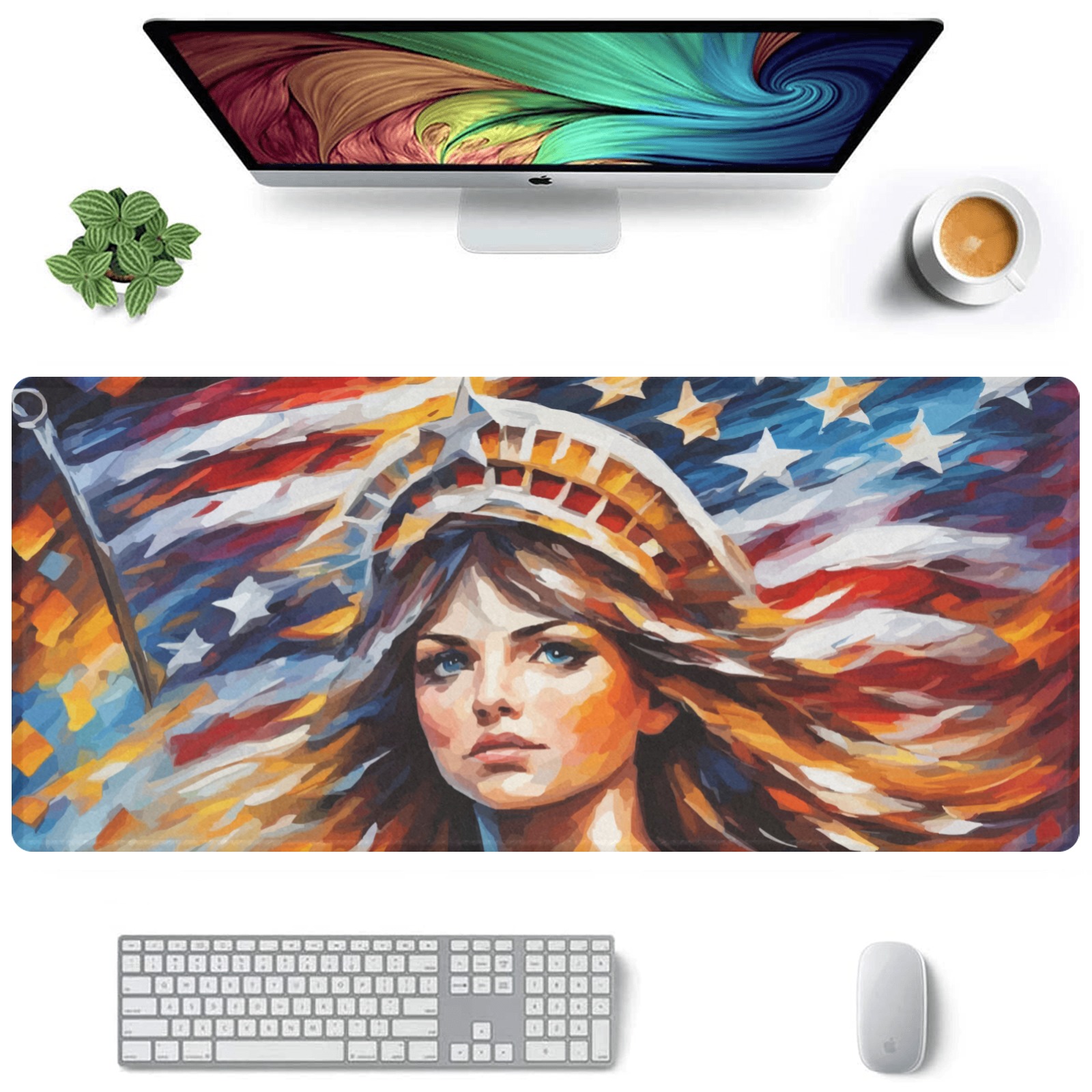 American Flag And Symbol Of Liberty Patriotic Art Gaming Mousepad (35 ...