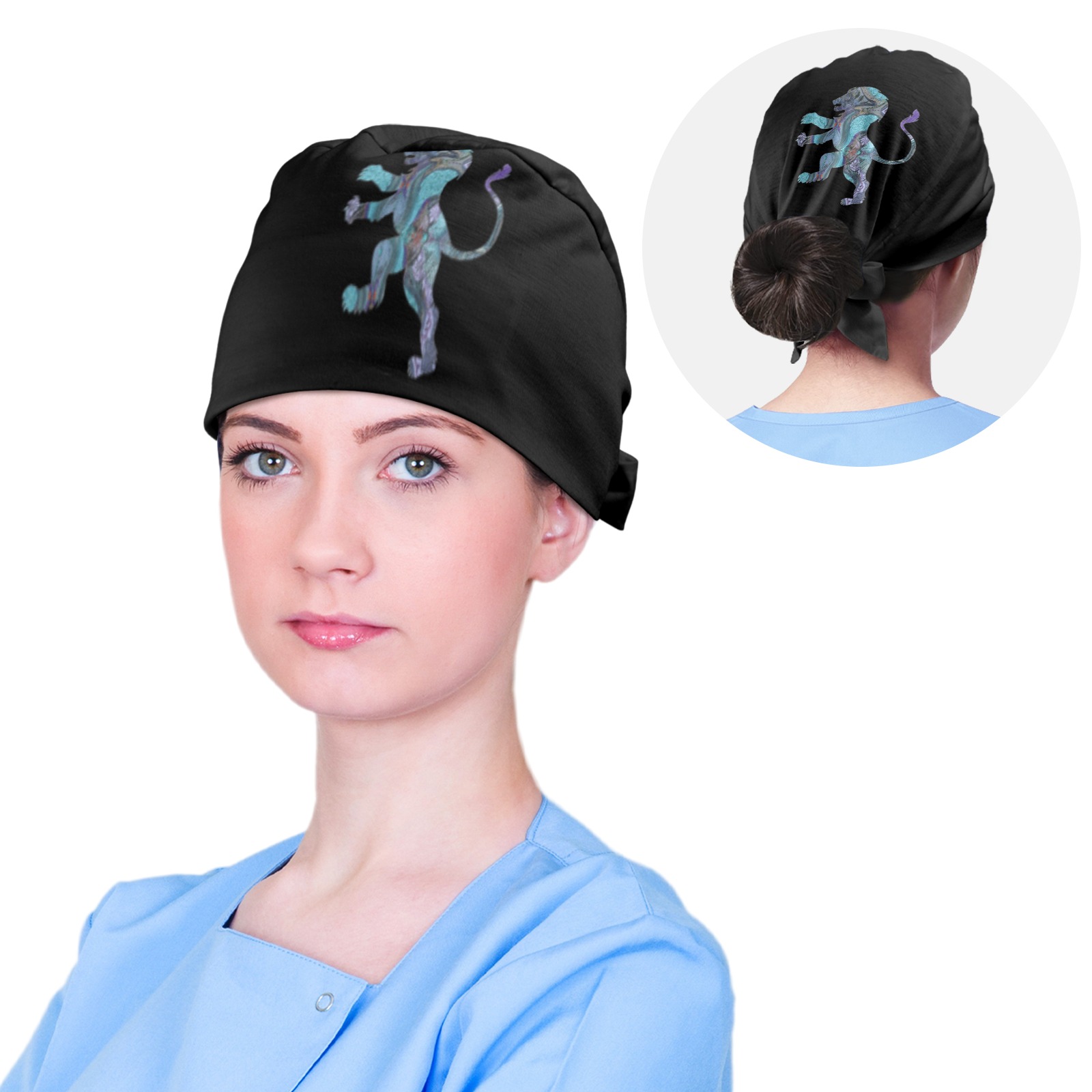 lion broderie Scrub Cap | ID: D7094746