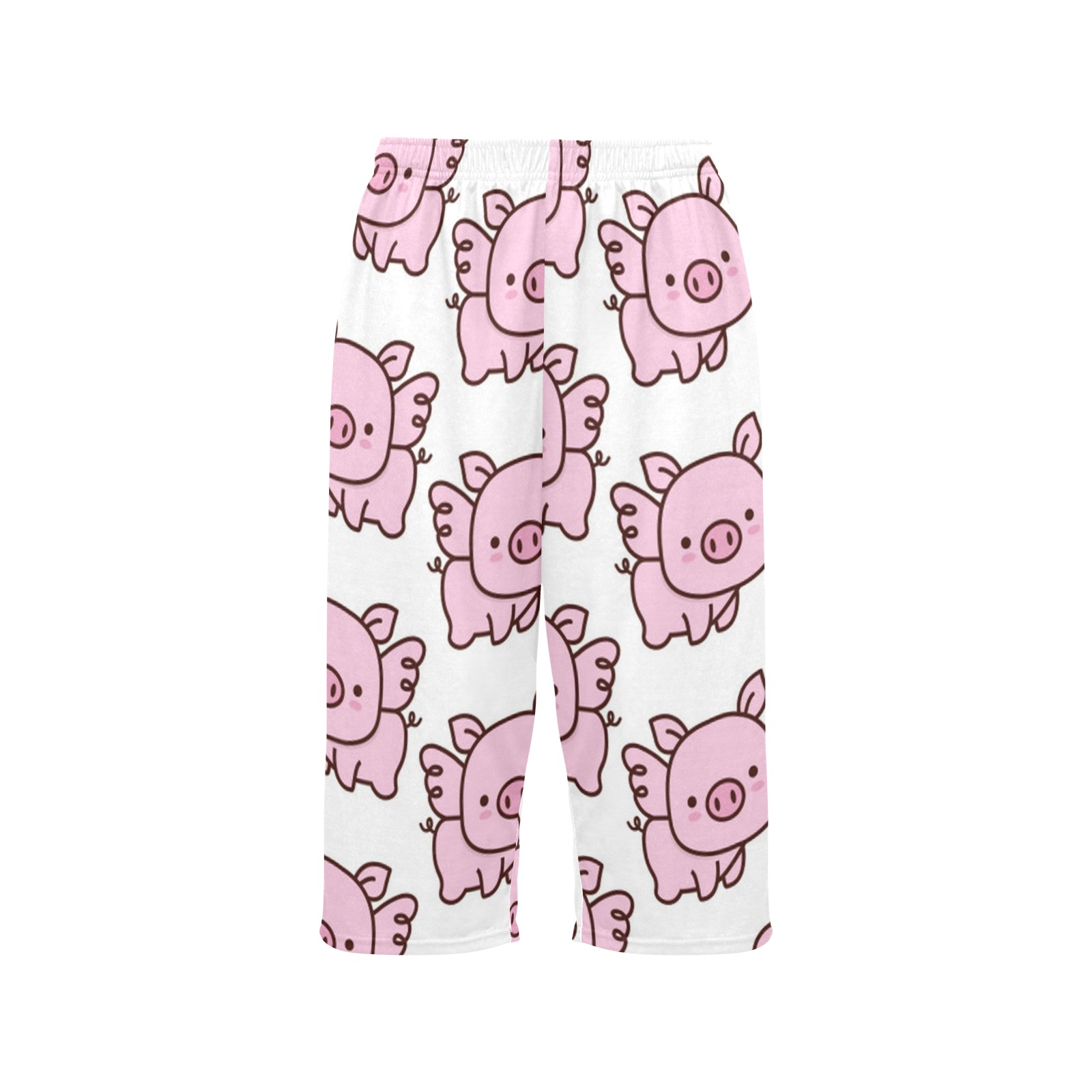 Cute Flying Pigs Cropped Pajama Pants (Model L66) | ID: D6398090