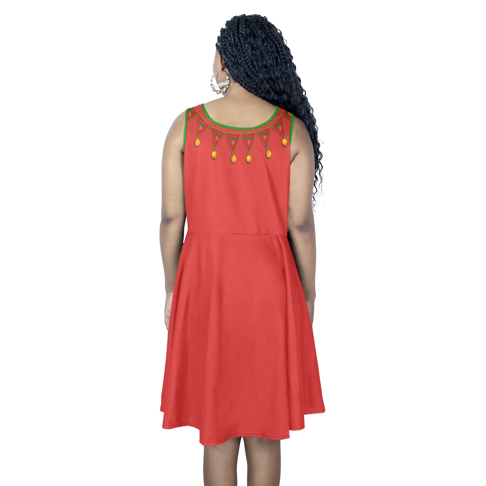 Red Elf Costume Sleeveless Expansion Dress (Model D60) | ID: D6678679