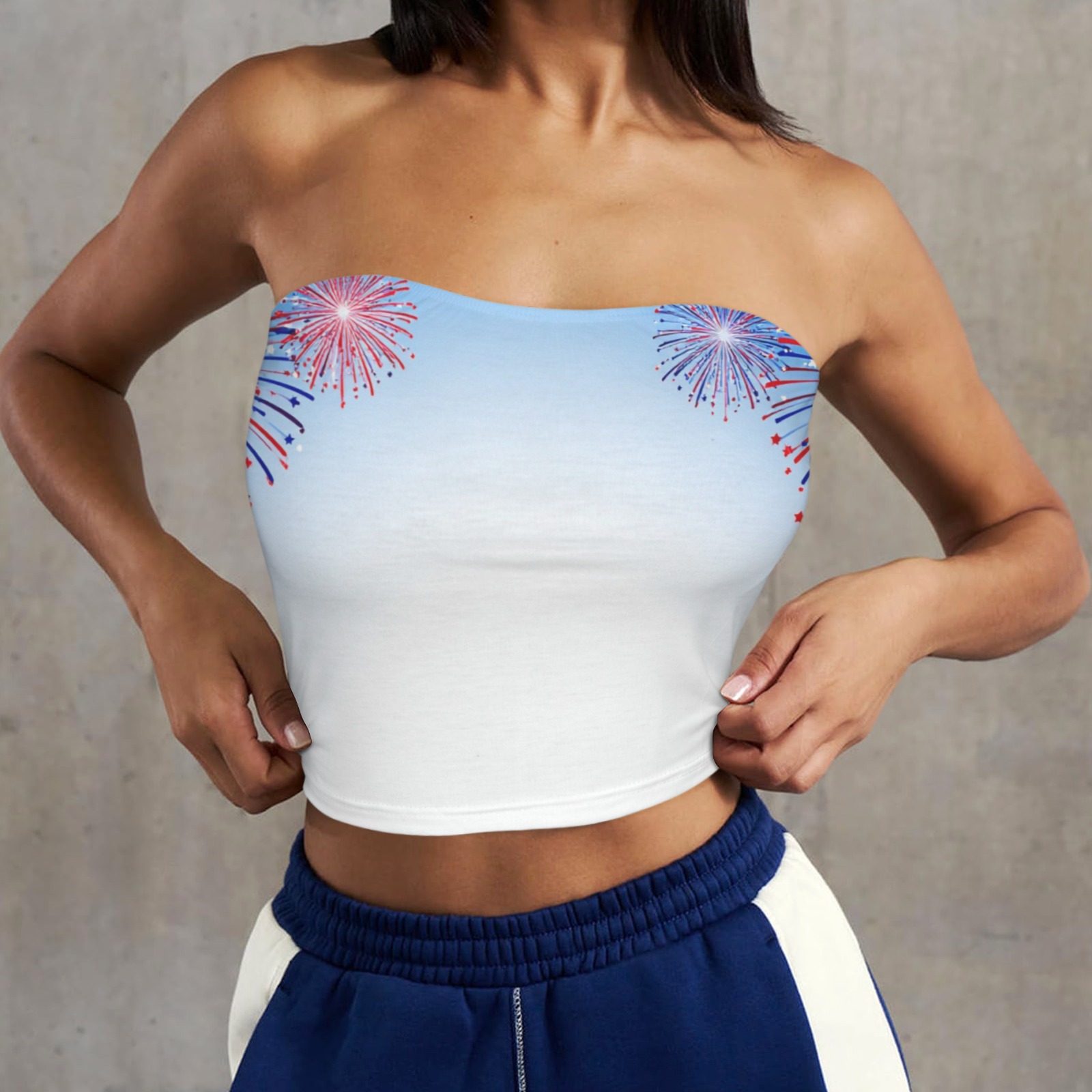 4th Basic Backless Tube Crop Top | ID: D7446086