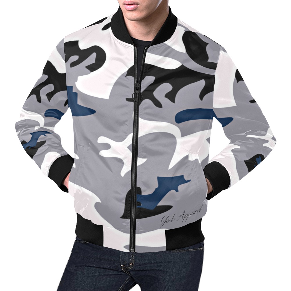 Geek Apparel Signature Grey and Black Camo Bomber Jacket All Over Print ...