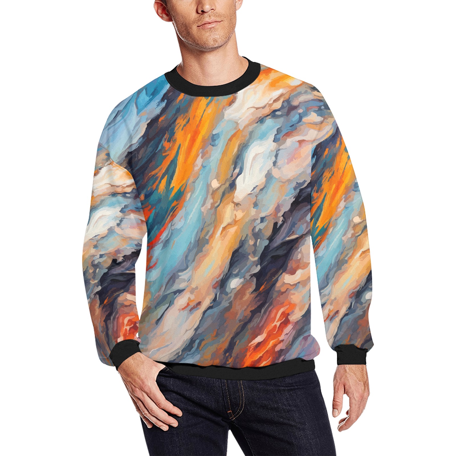 Diagonal lines of artistic paint. Abstract art Men's Oversized Fleece ...
