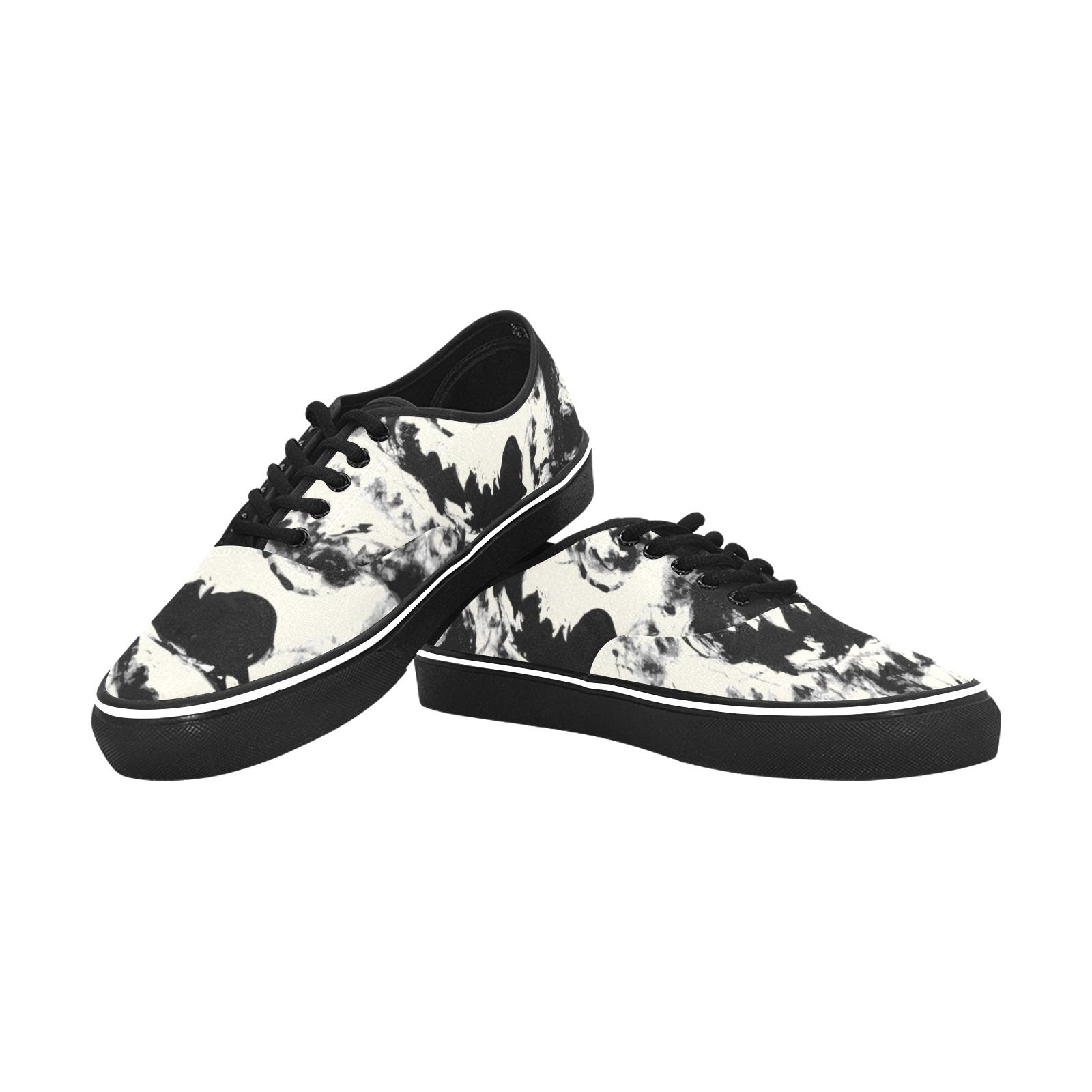 Digital watercolor brush strokes_98C Classic Men's Canvas Low Top Shoes (Model E001-4) | ID ...