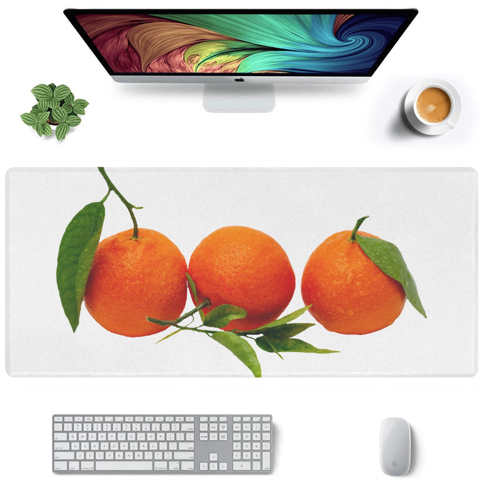 Three Sweet Orange Tangerine Fruits Gaming Mousepad (35"x16") | ID ...
