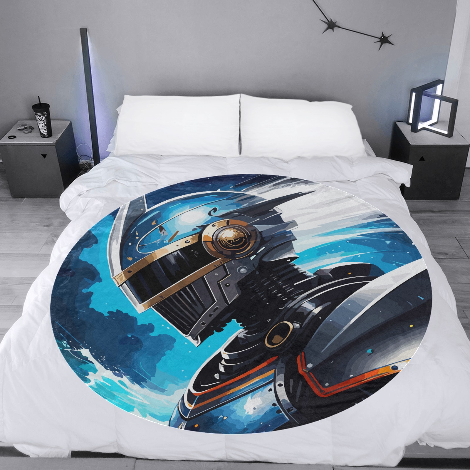 Head Of A Futuristic Space Knight Circular Ultra-Soft Micro Fleece ...