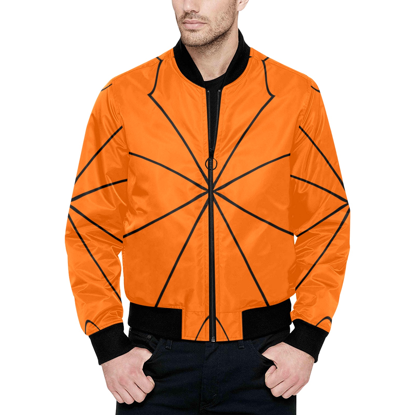 Black Interlocking Triangles Starred orange All Over Print Quilted ...