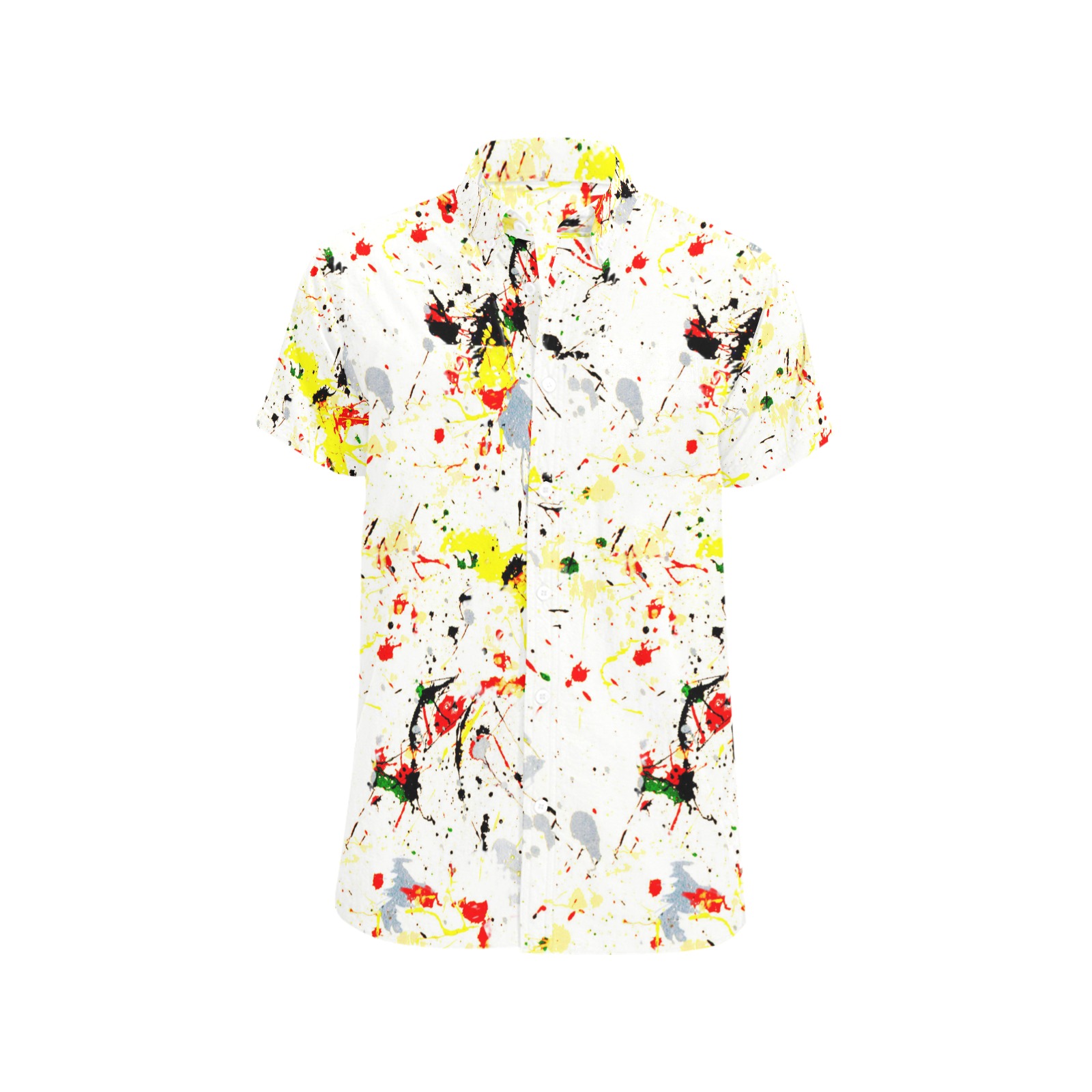 Yellow, Red, Black Paint Splatter Men's Short Sleeve Shirt with Chest ...