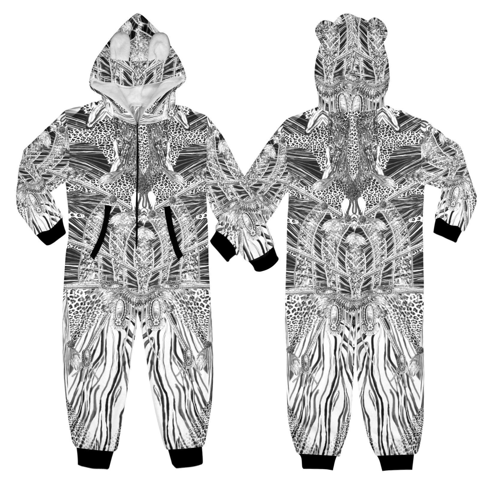 Crazy zebra 2 - 6 One-Piece Zip Up Hooded Pajamas for Big Kids | ID ...