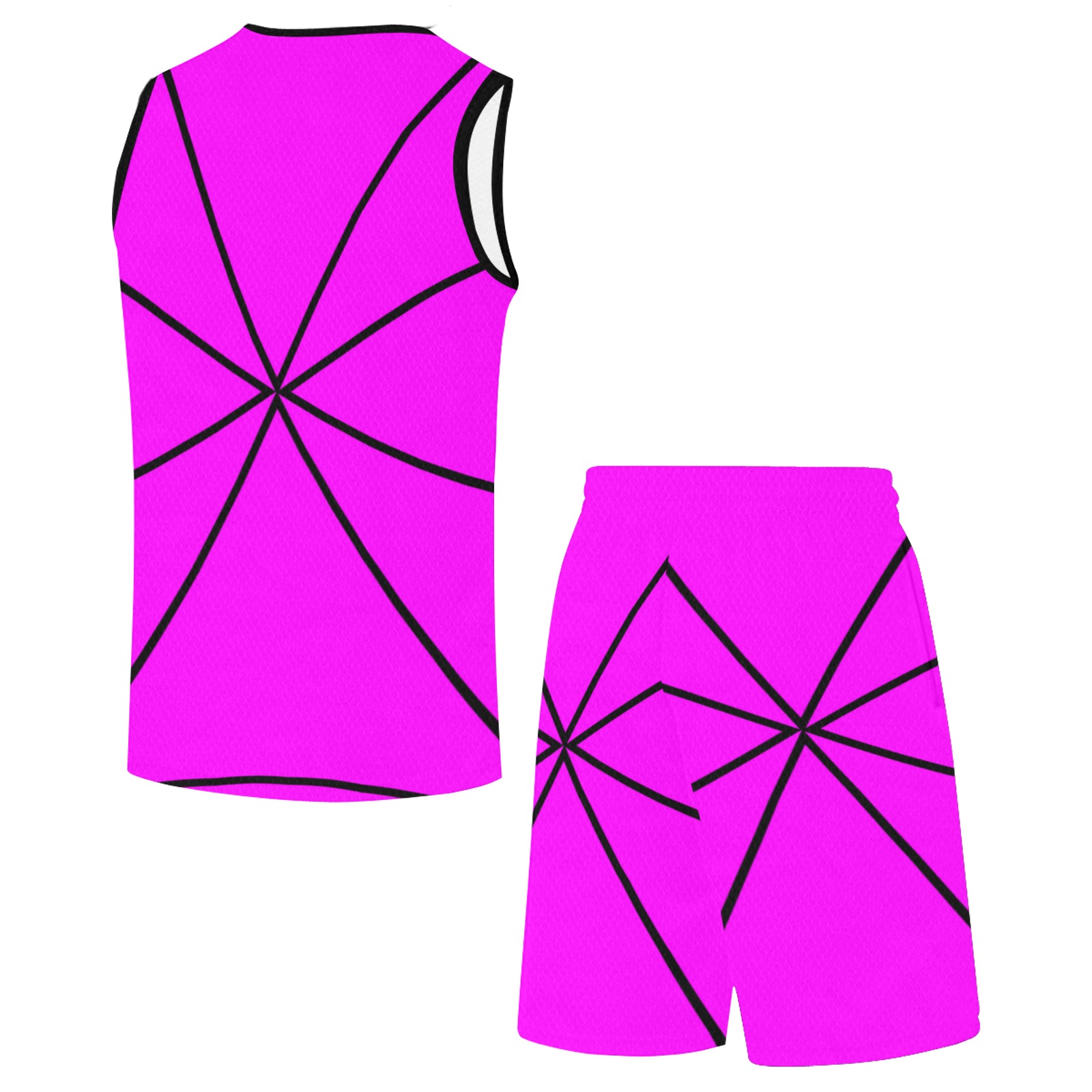 Black Interlocking Triangles Funhouse pink Basketball Uniform with ...