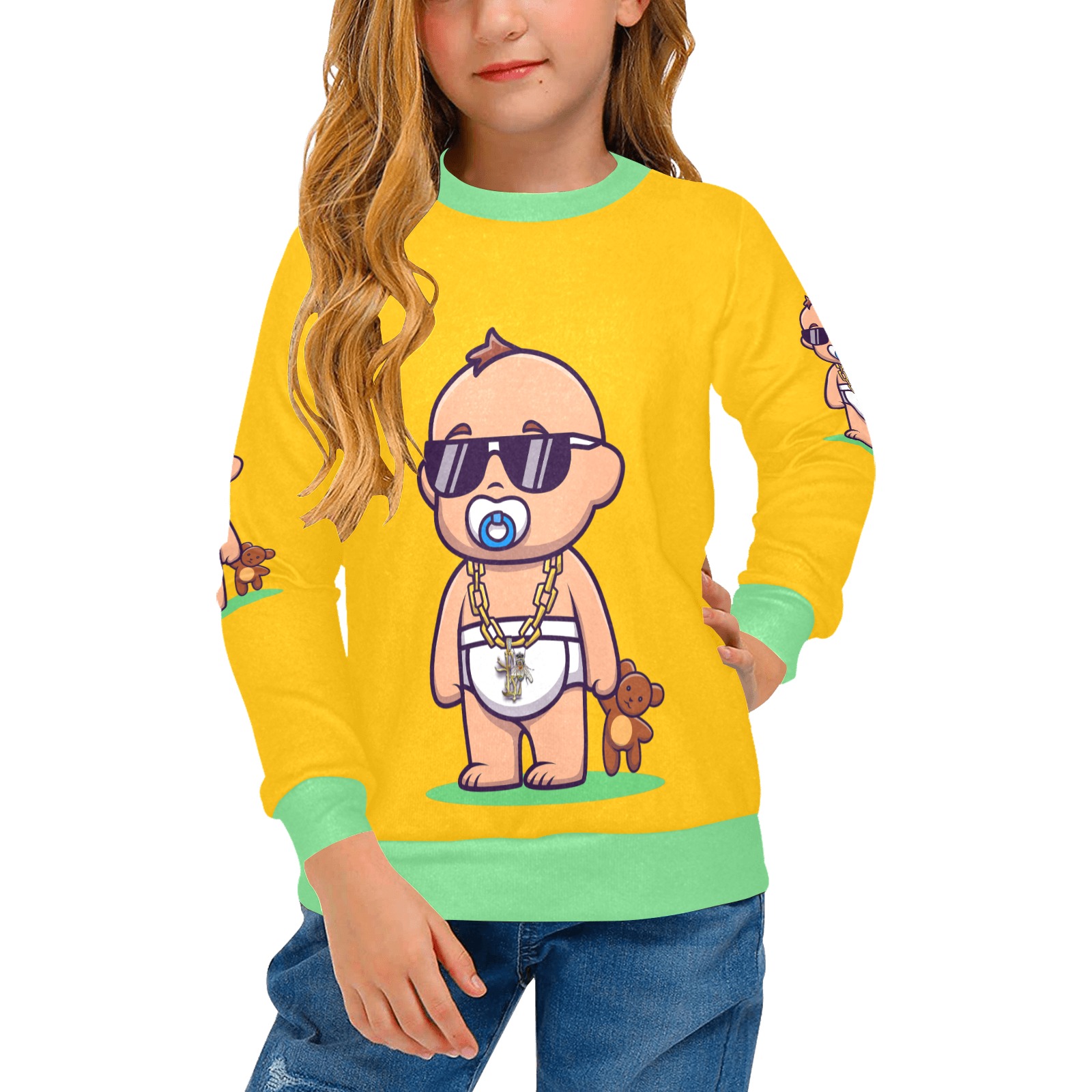 Fly Baby Collectable Fly Girls' All Over Print Crew Neck Sweater (Model ...