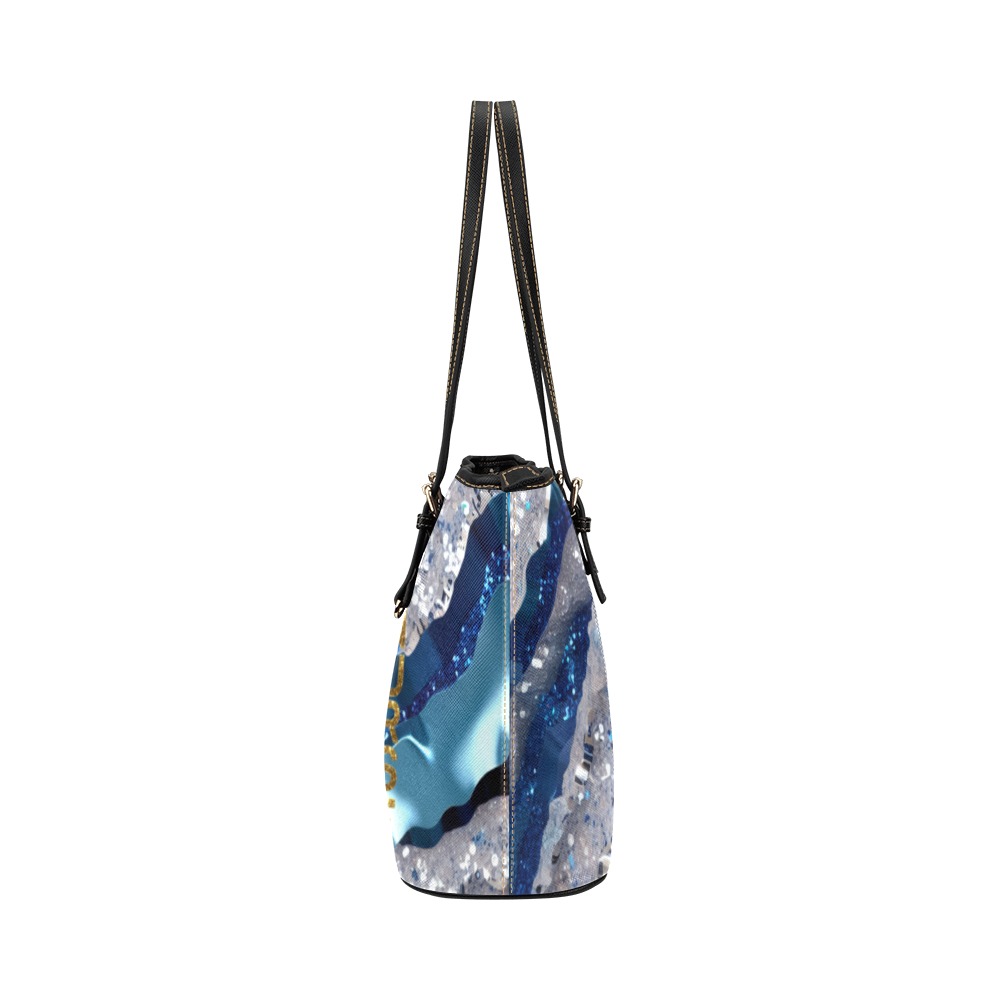 blue marble nurse bag Leather Tote Bag/Large (Model 1651) | ID: D7454298