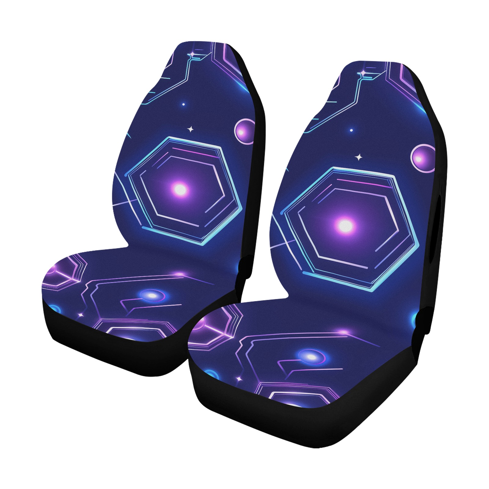 Neon Cyber Circuit - Futuristic Blue Geometric Car Seat Cover Airbag ...
