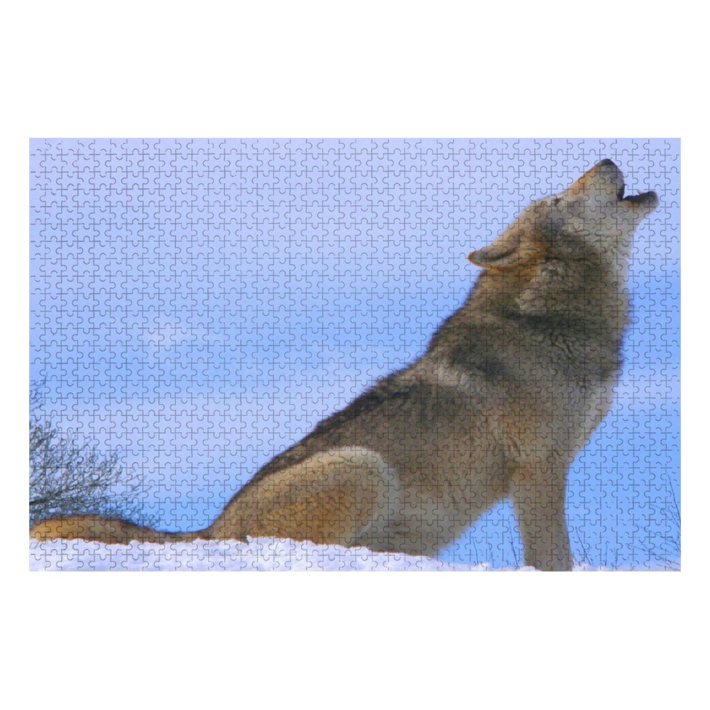 Howling Winter Wolf 1000-Piece Wooden Photo Puzzles | ID: D6381680