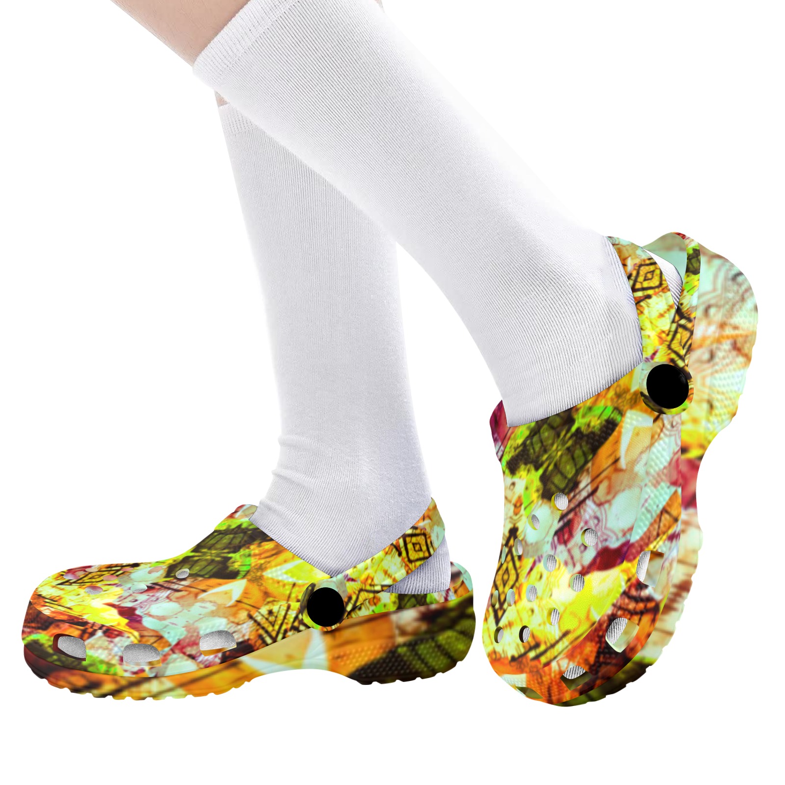 Graffiti Style - Markings on Watercolors Custom Print Foam Clogs for ...