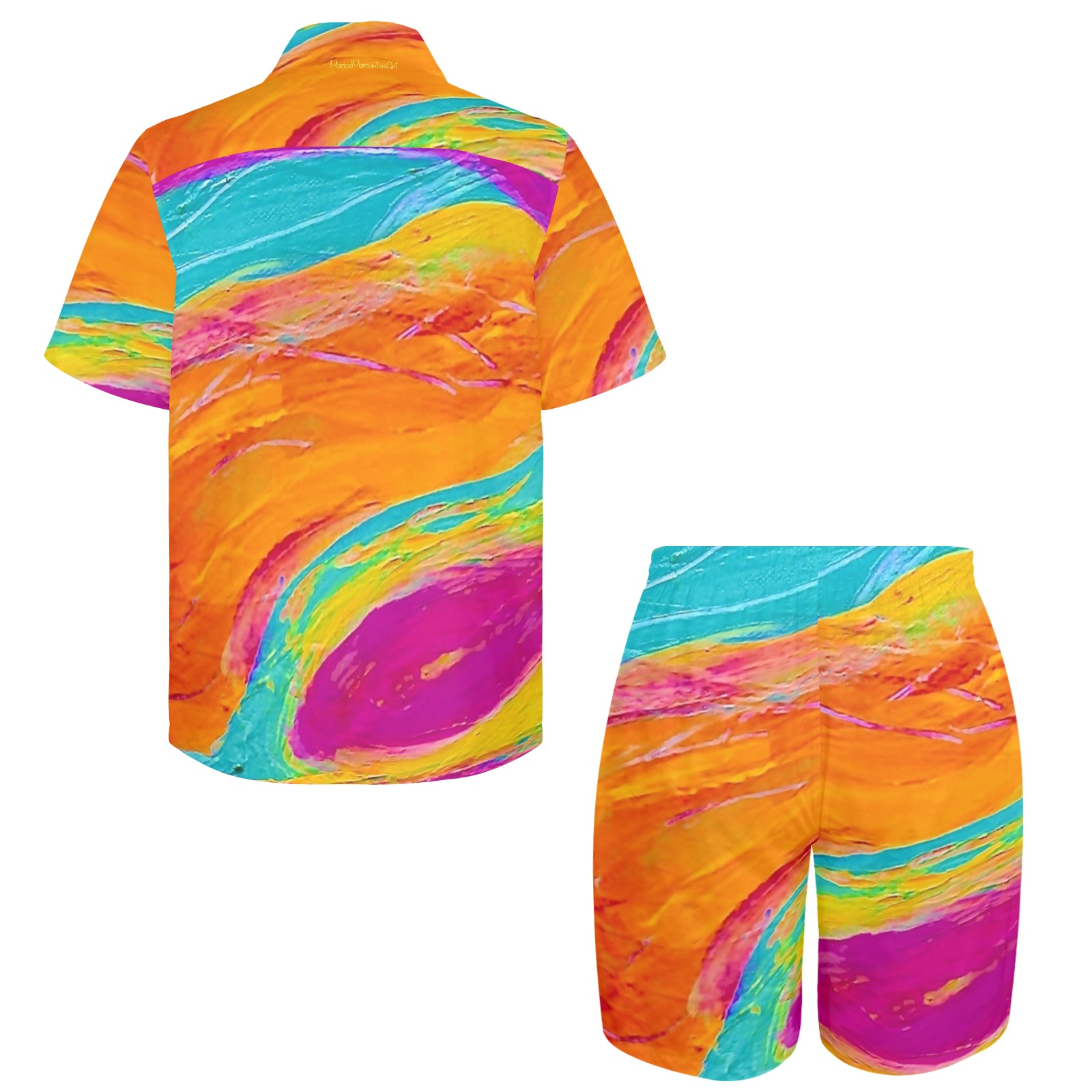 Pink Fish Collection Men's Shirt and Shorts Outfit (Set26) | ID: D7051330