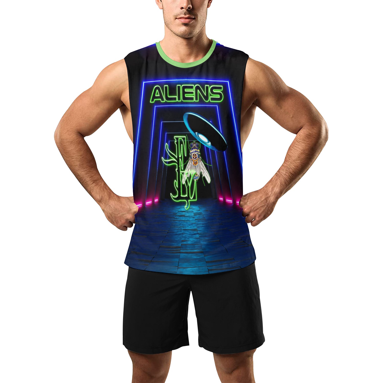 Aliens Collectable Fly Men's Open Sides Workout Tank Top (Model T72 ...