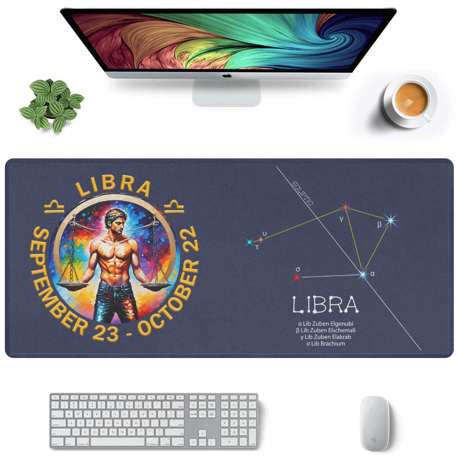 Libra Zodiac Symbol Dates Horoscope Man Astrology Gaming Mousepad (35 ...