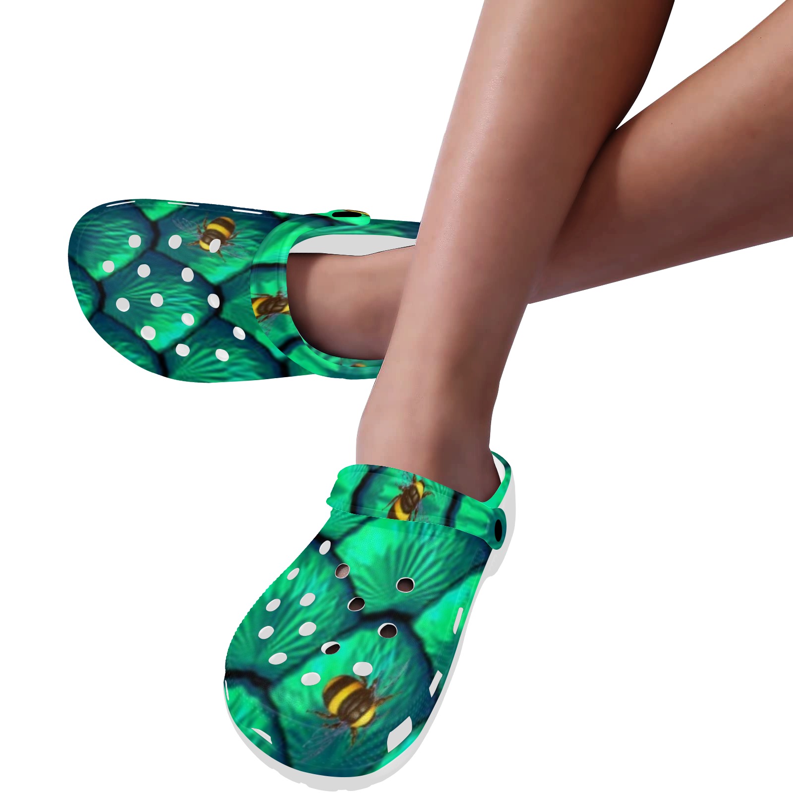 Mermaid Bees Custom Print Foam Clogs for Adults | ID: D6947116