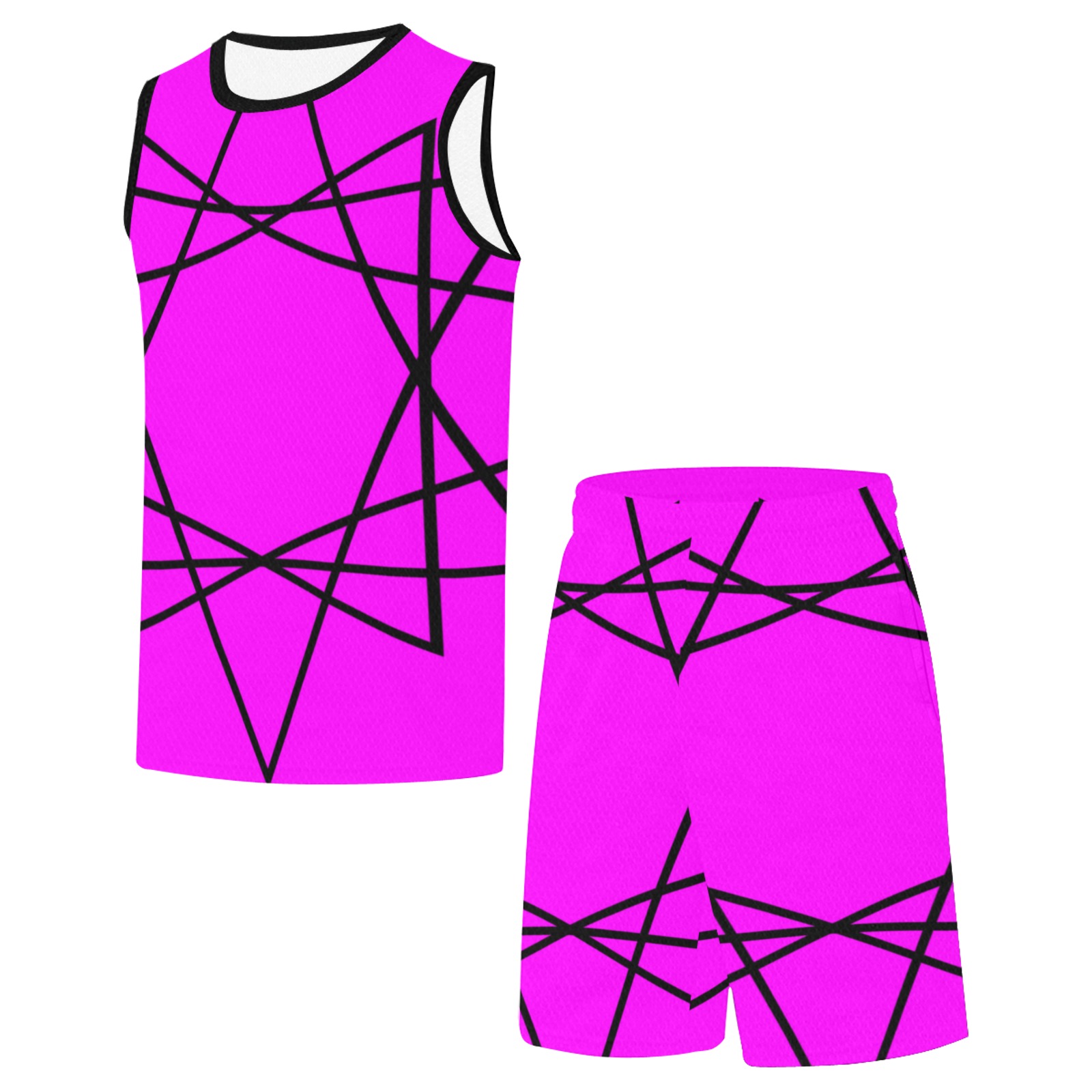 Black Interlocking Triangles2 Funhouse pink Basketball Uniform with ...