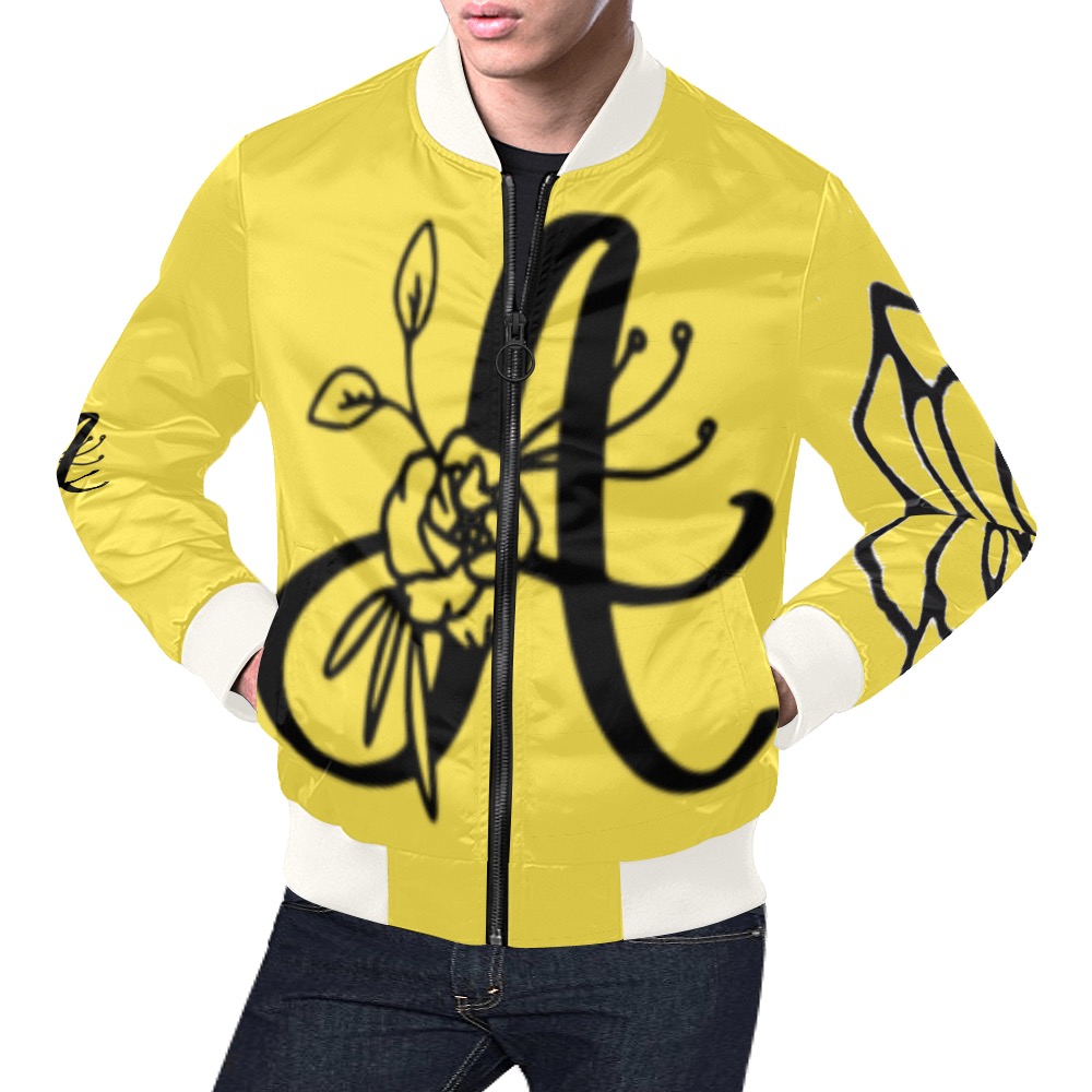Mens Aromatherapy Apparel Yellow Boomer Jacket All Over Print Bomber ...