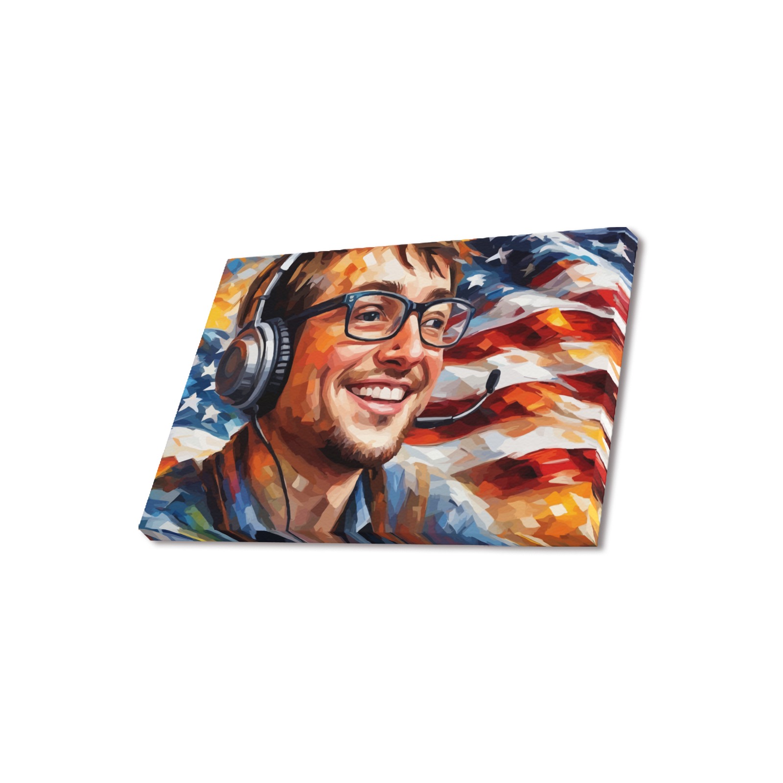 American Flag Happy Computer Nerd Patriotic Art Upgraded Canvas Print ...