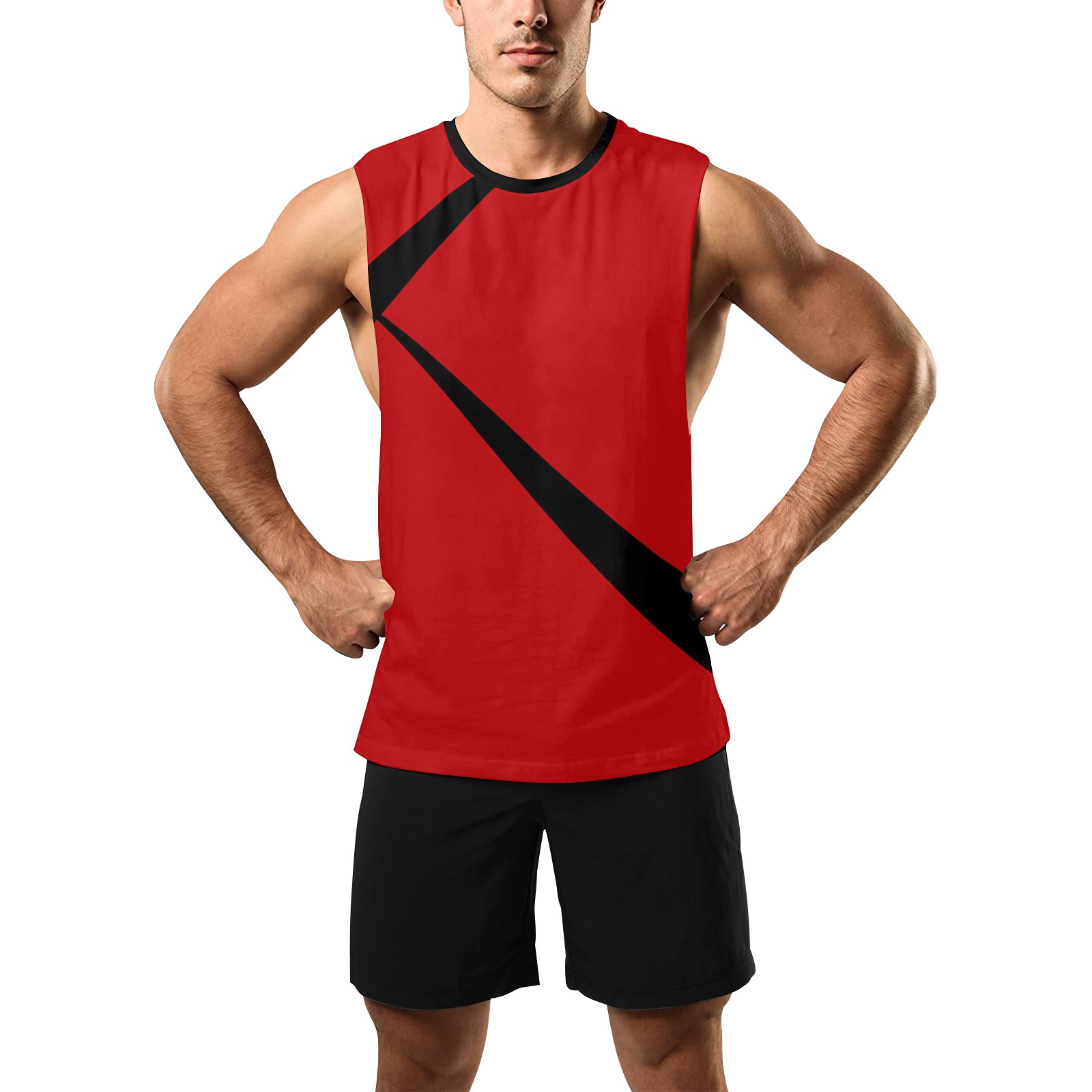 Sexy Red and Black Men's Open Sides Workout Tank Top (Model T72) | ID ...