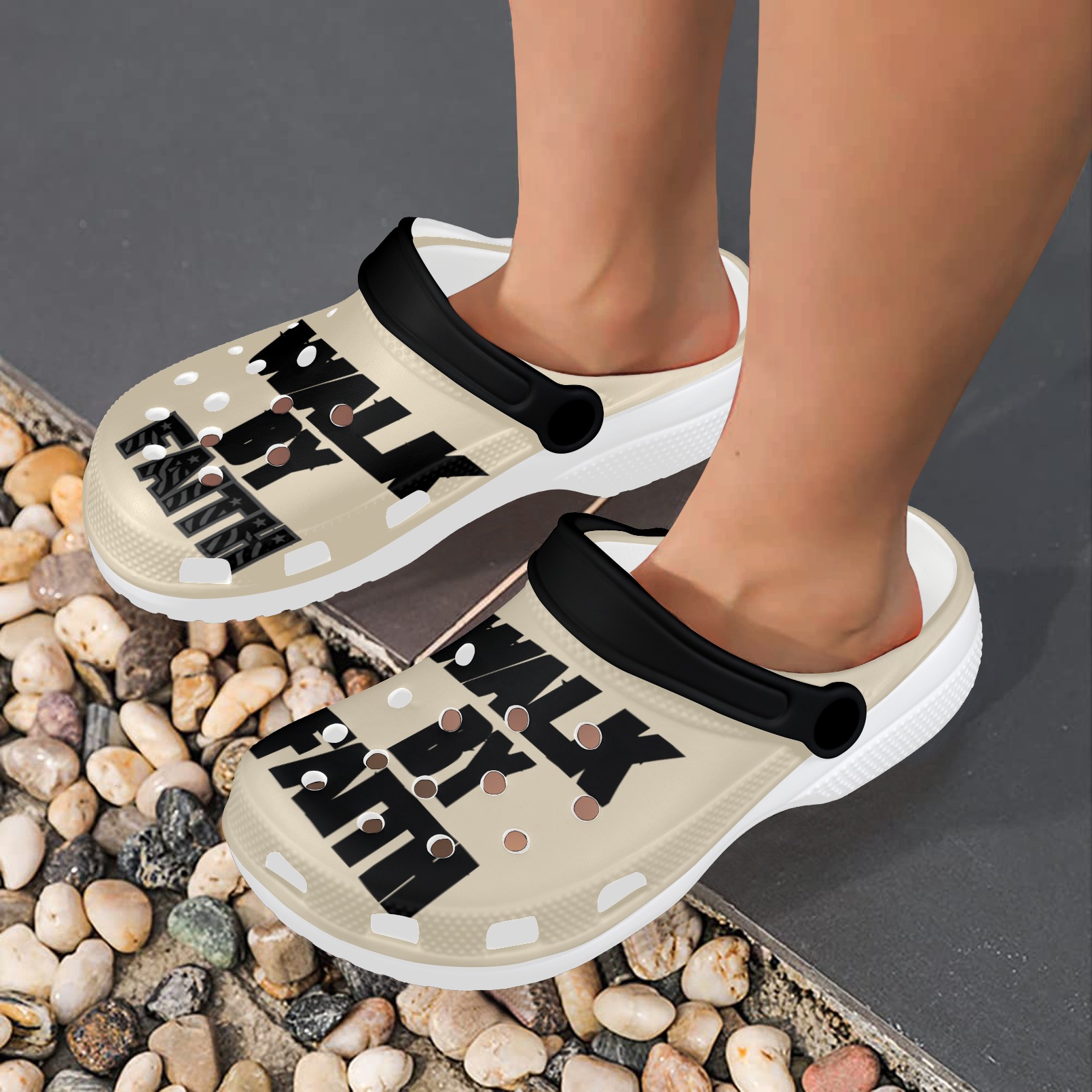 Walk by faith slides Custom Print Foam Clogs for Adults | ID: D6962385
