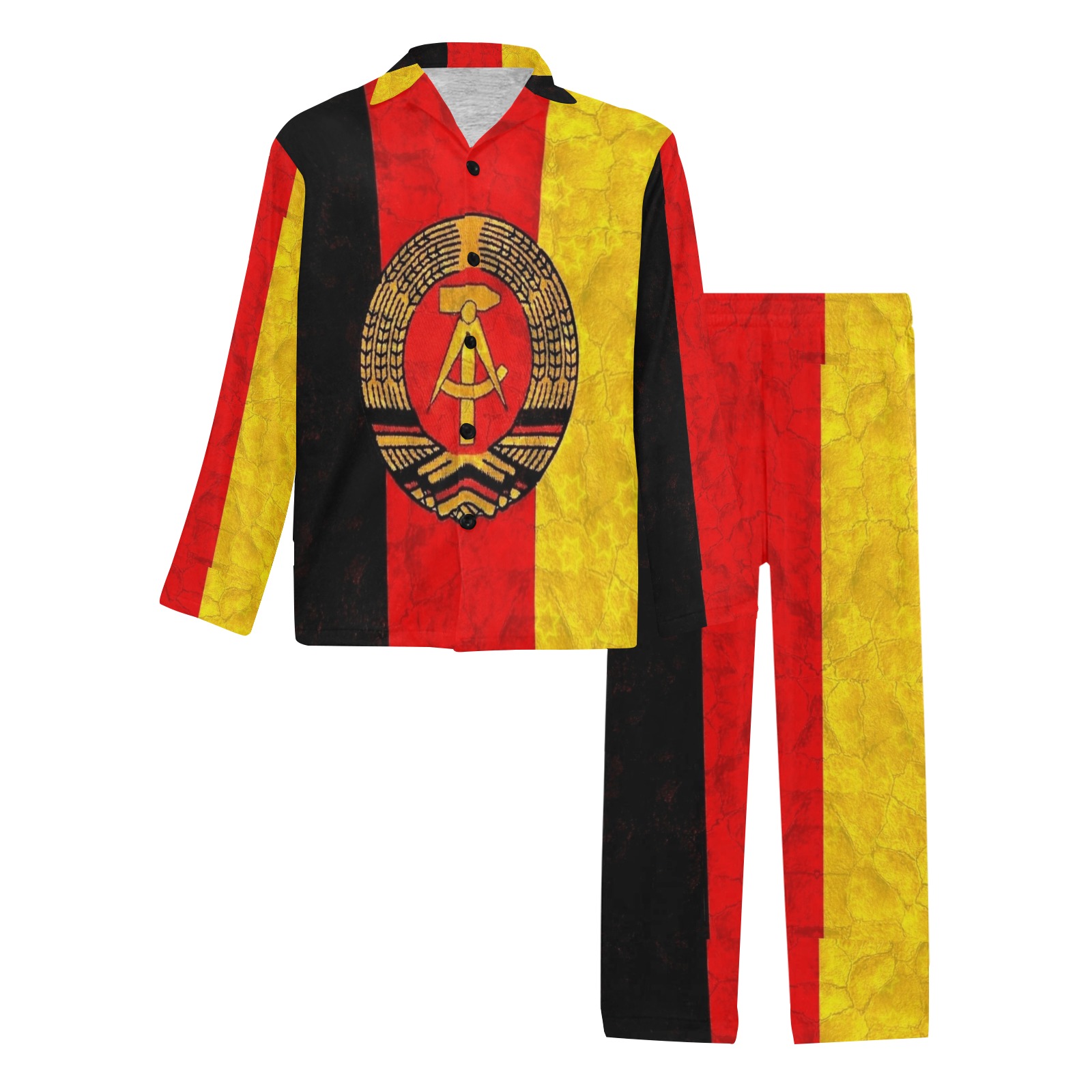 DDR Pop Art by Nico Bielow Men's V-Neck Long Pajama Set | ID: D6177199