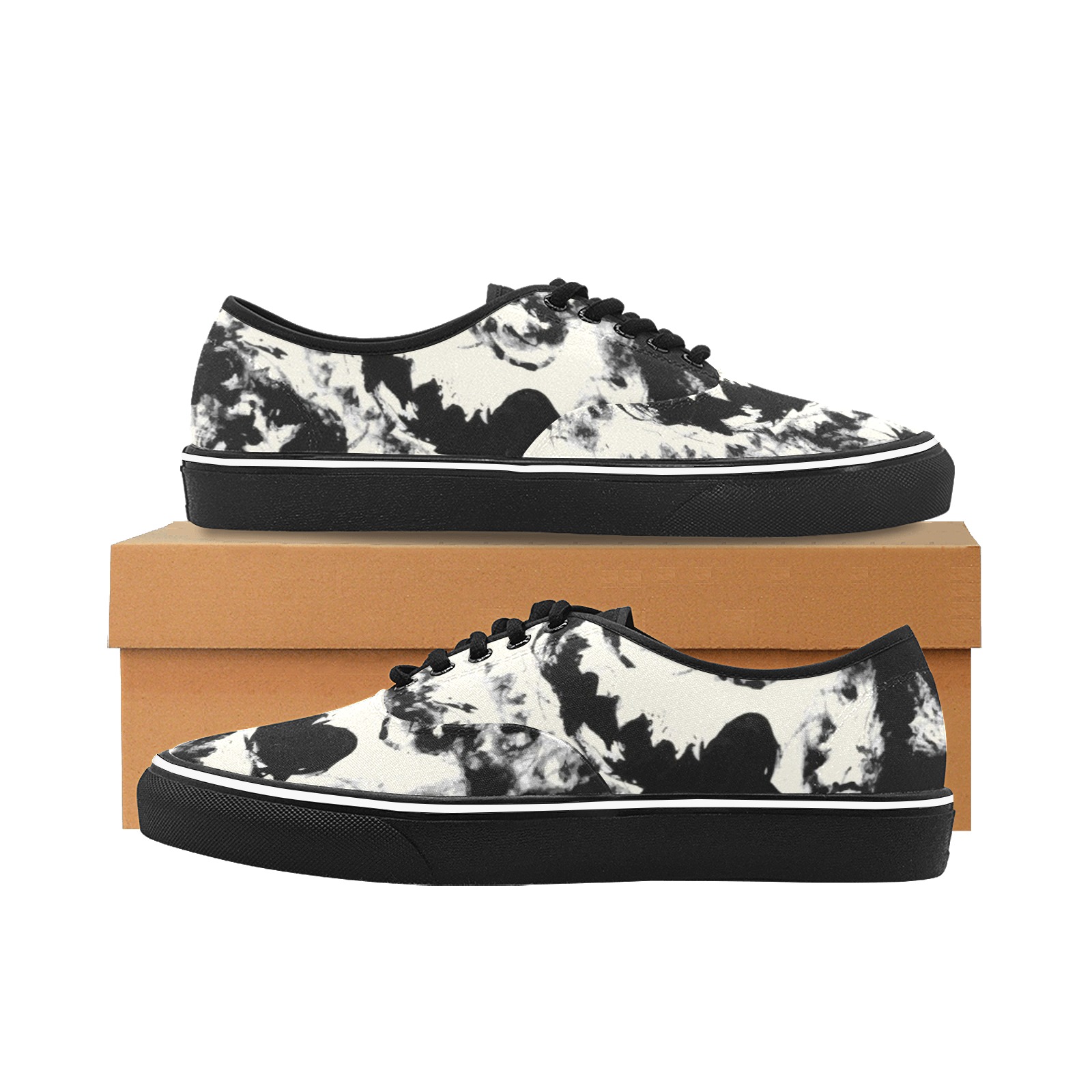 Digital watercolor brush strokes_98C Classic Men's Canvas Low Top Shoes (Model E001-4) | ID ...