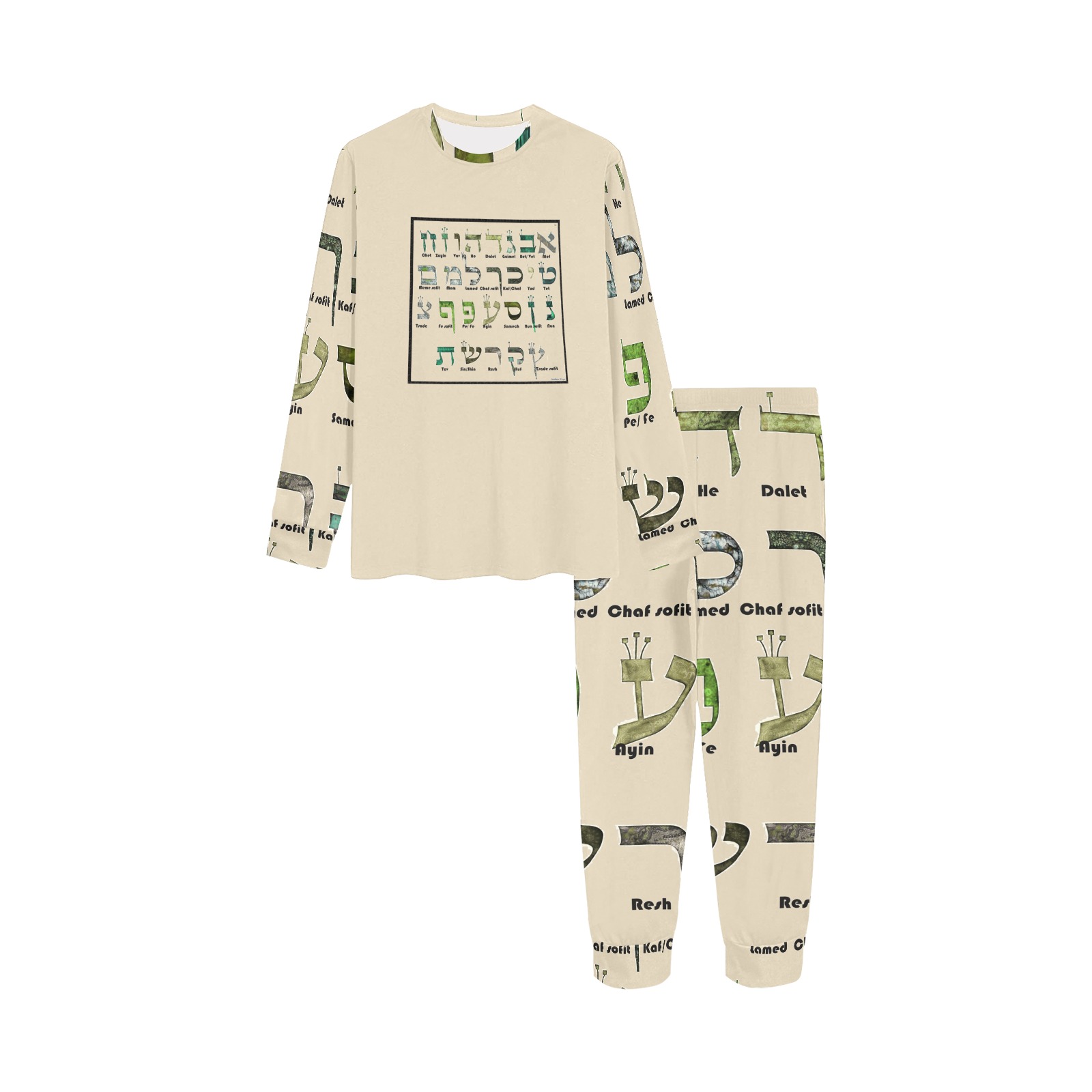 Hebre alphabet with letters name Kids' All Over Print Pajama Set | ID ...