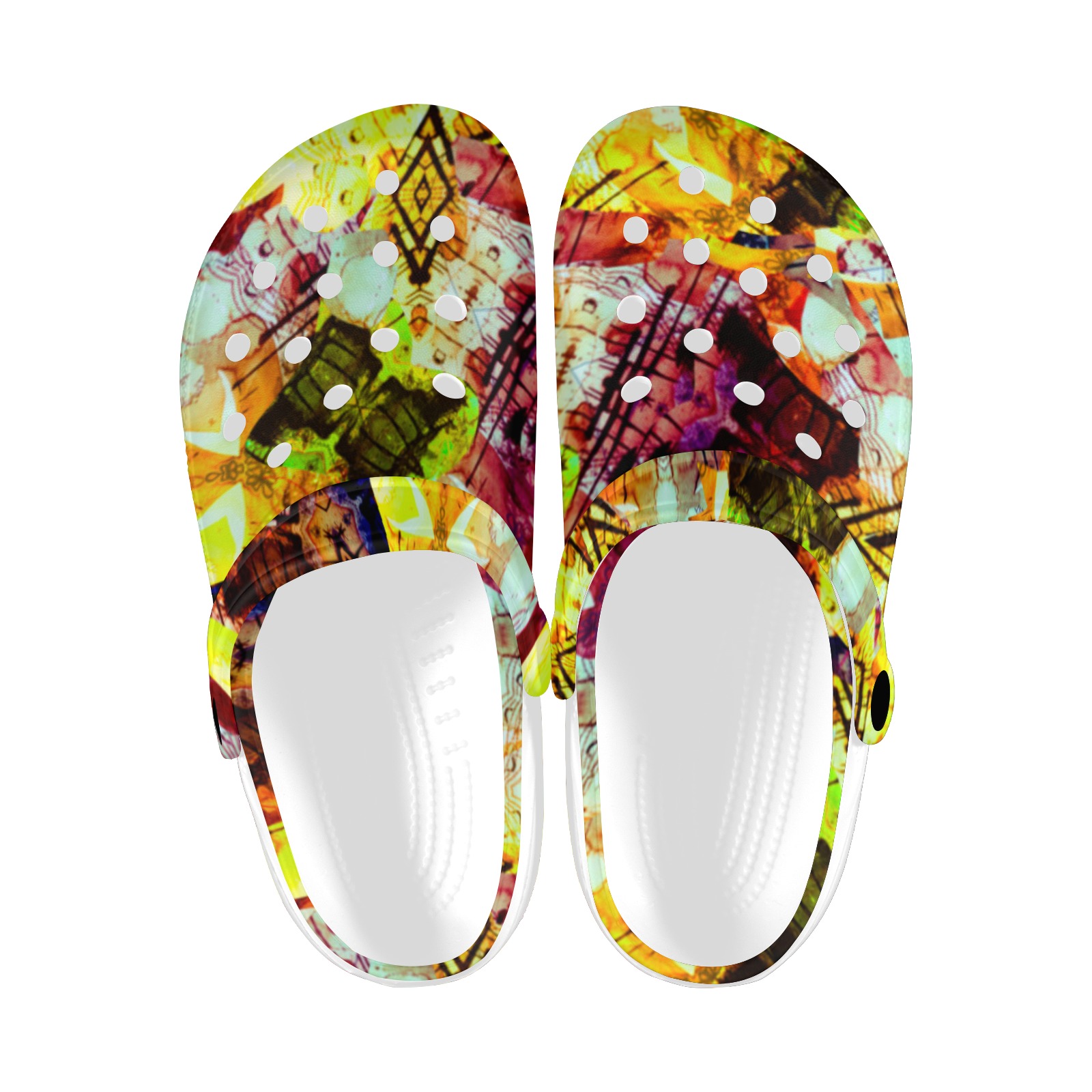 Graffiti Style - Markings on Watercolors Custom Print Foam Clogs for ...