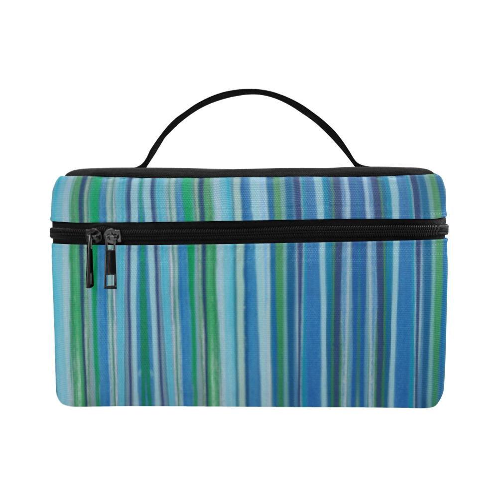 painted stripe in shades of blue and green Lunch Bag/Large (Model 1658 ...