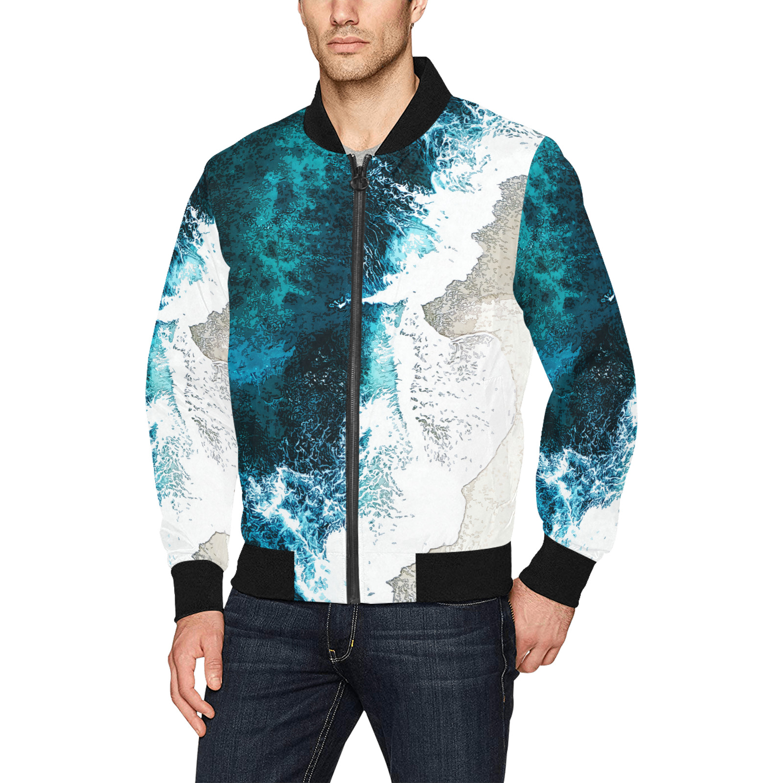 Ocean And Beach All Over Print Bomber Jacket for Men (Model H31) | ID ...