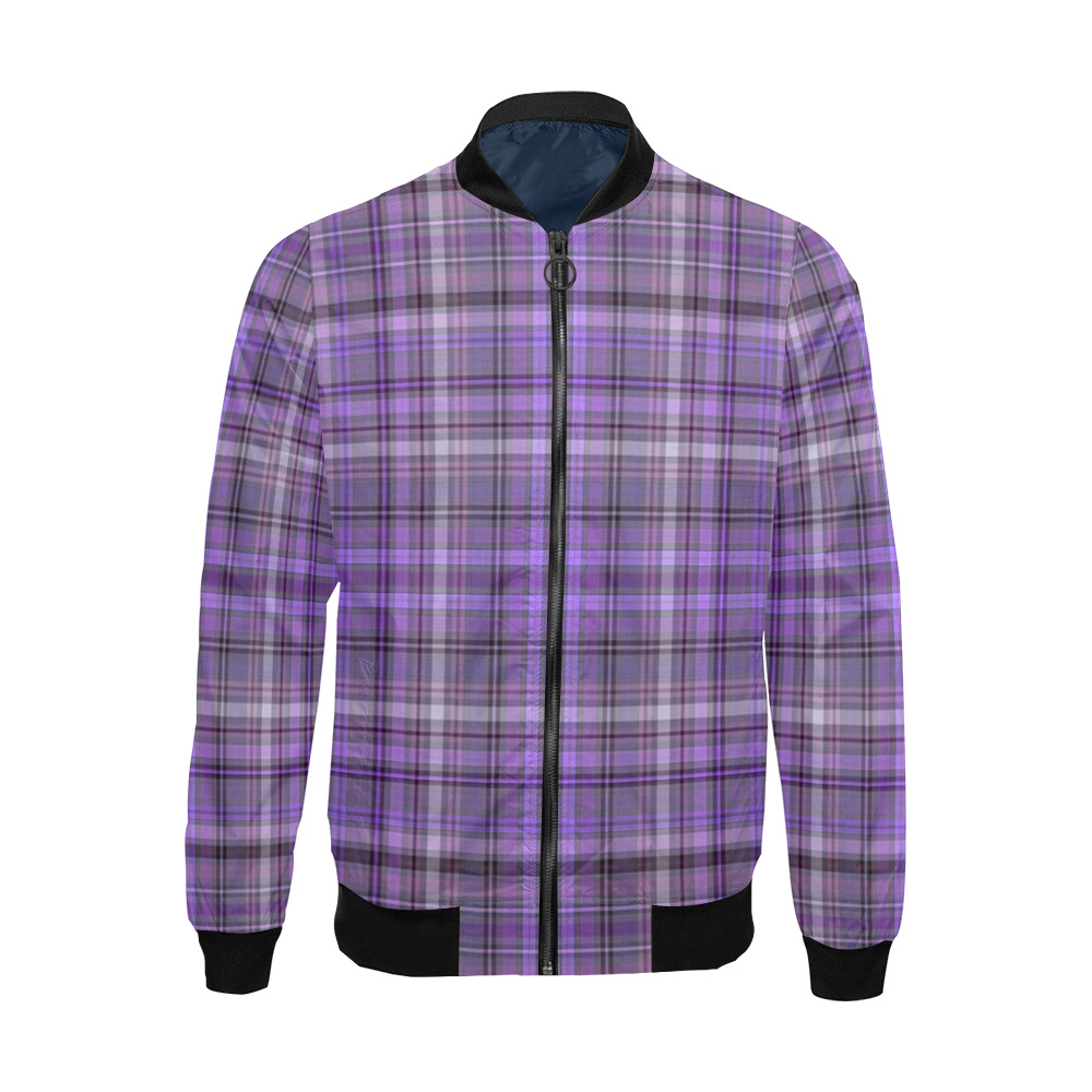 purple plaid All Over Print Bomber Jacket for Men (Model H19) | ID ...