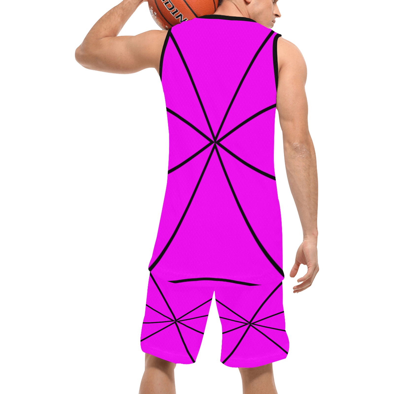 Black Interlocking Triangles Funhouse pink Basketball Uniform with ...