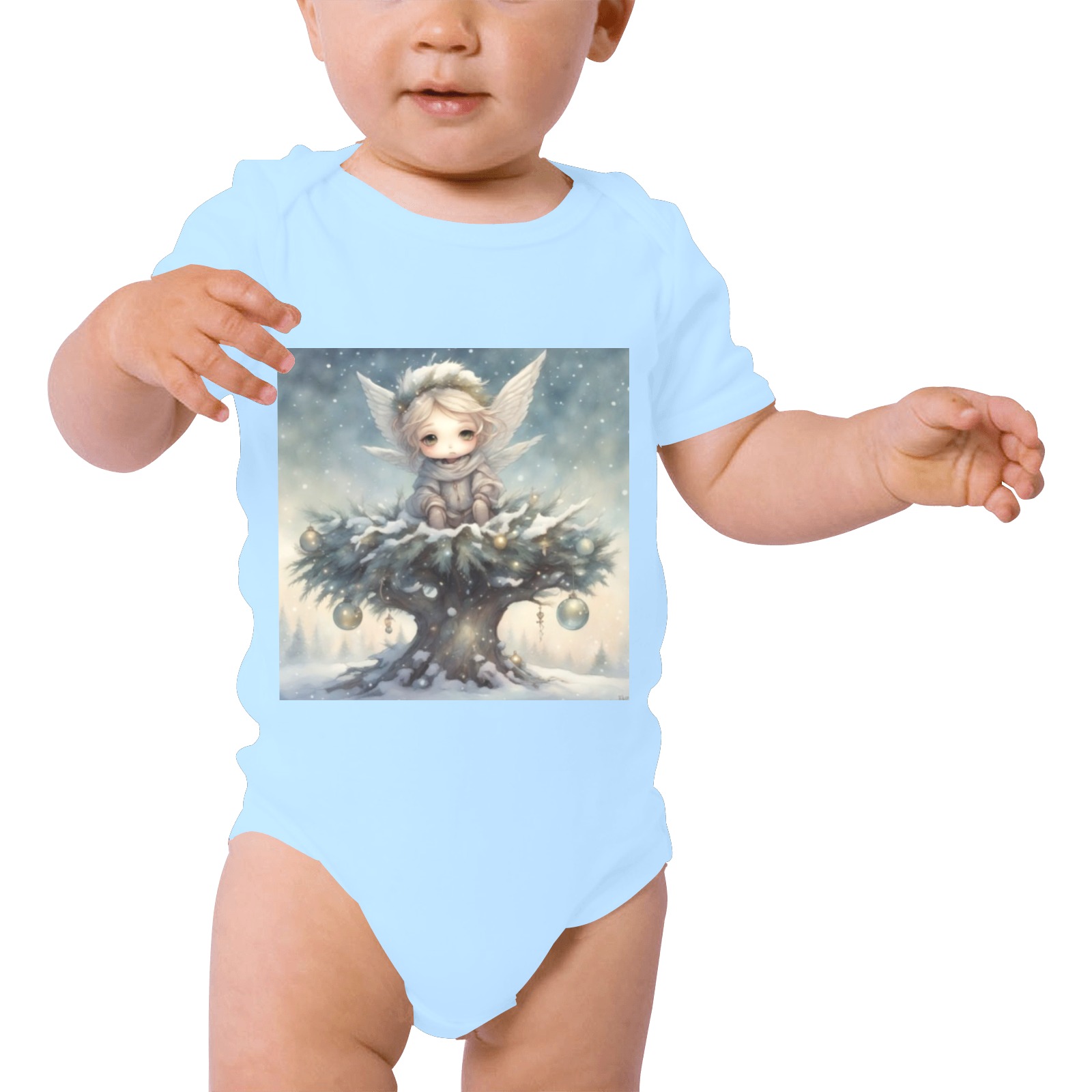 Little Christmas Angel Baby Powder Organic Short Sleeve One Piece ...