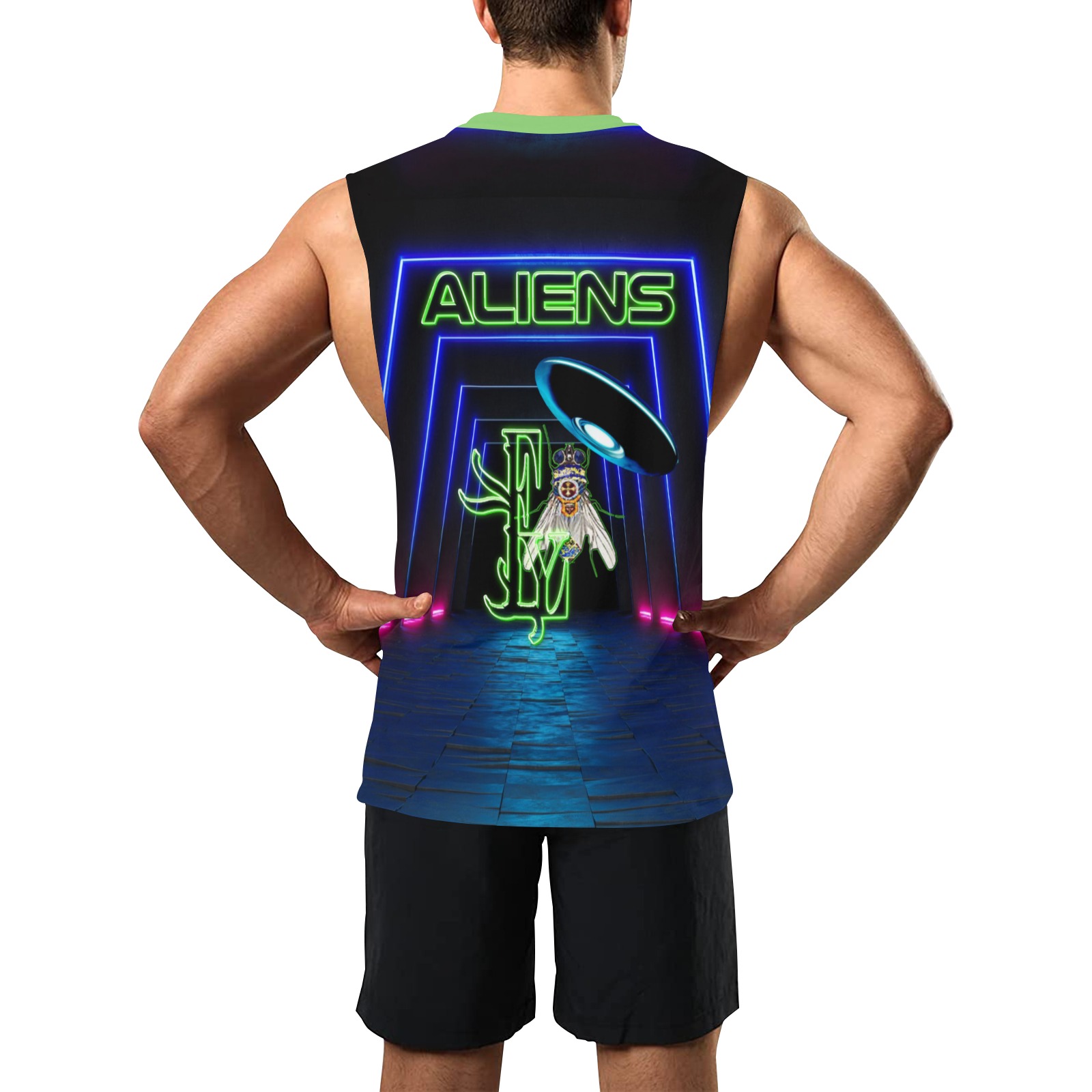 Aliens Collectable Fly Men's Open Sides Workout Tank Top (Model T72 ...