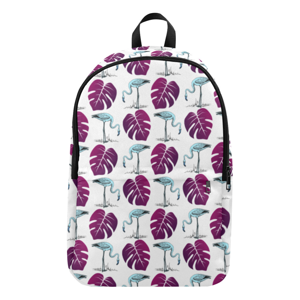 flamingo leaf patttern blue Fabric Backpack for Adult (Model 1659) | ID ...