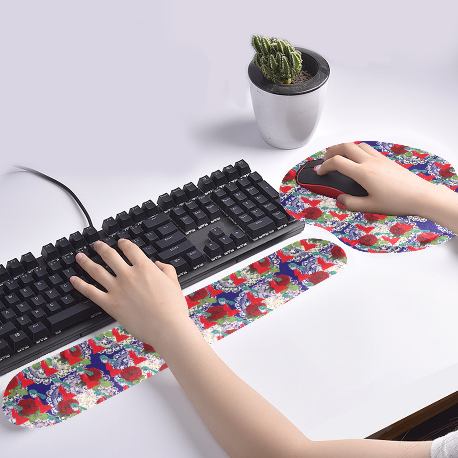 vampire doily blue Keyboard Mouse Pad Set with Wrist Rest Support | ID ...