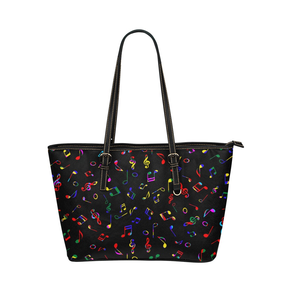 musical notes Leather Tote Bag/Large (Model 1651) | ID: D6452672