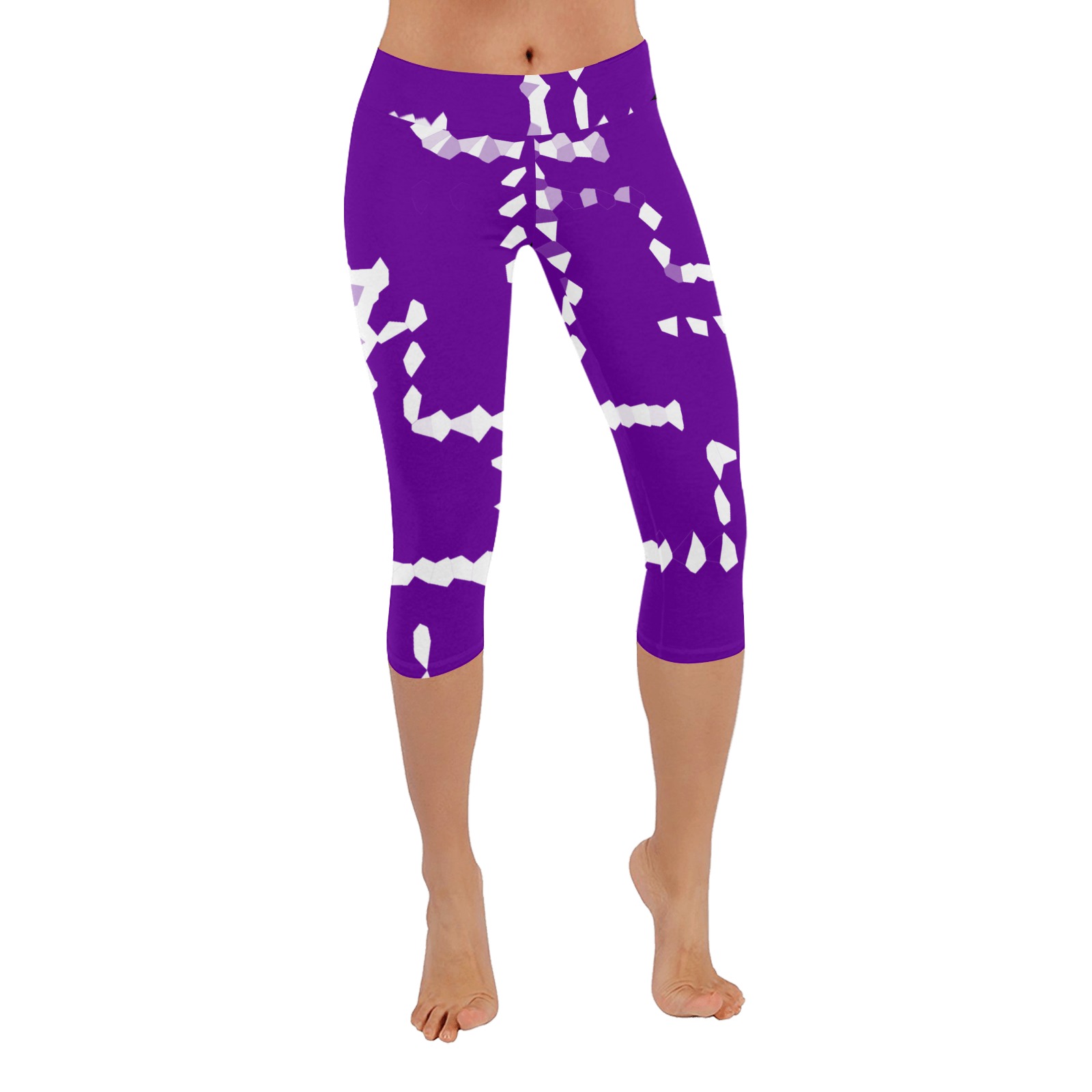 White Interlocking Crosses Mosaic purple Women's Low Rise Capri ...