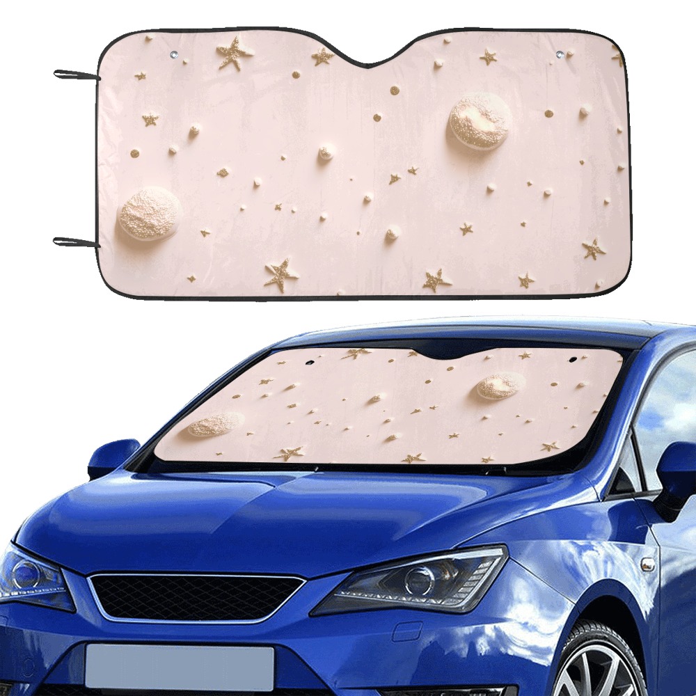 Golden Blush - Soft Pink Gold Star Aesthetic Car Sun Shade 55"x30" | ID ...