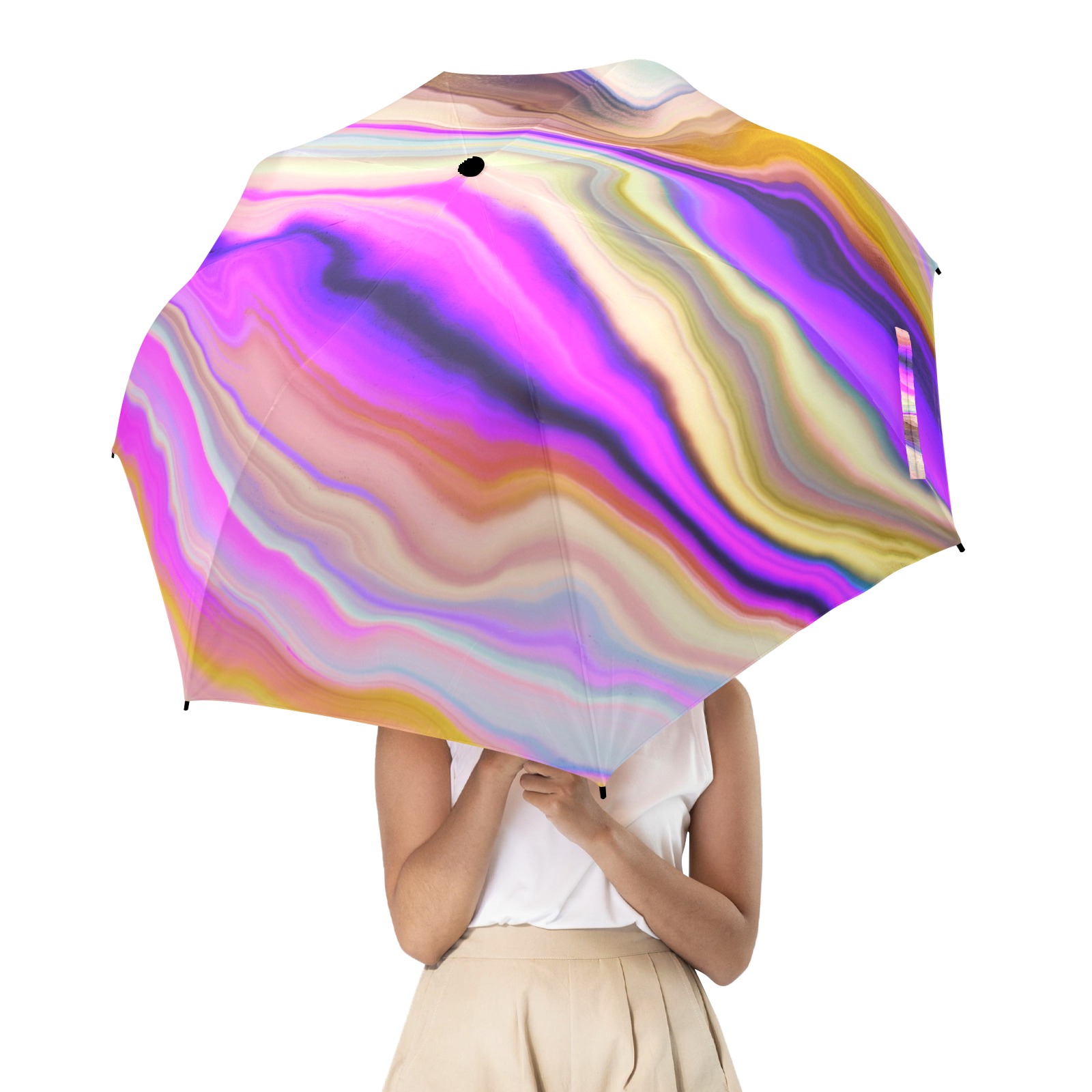 Colorful sunset wavy 45GE Semi-Automatic Foldable Umbrella (Model U12 ...