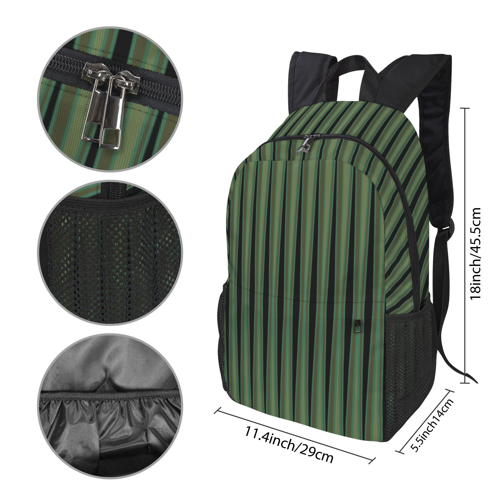 tribal striped moss black cyan Casual Backpack (Model 1754) | ID: D7452470